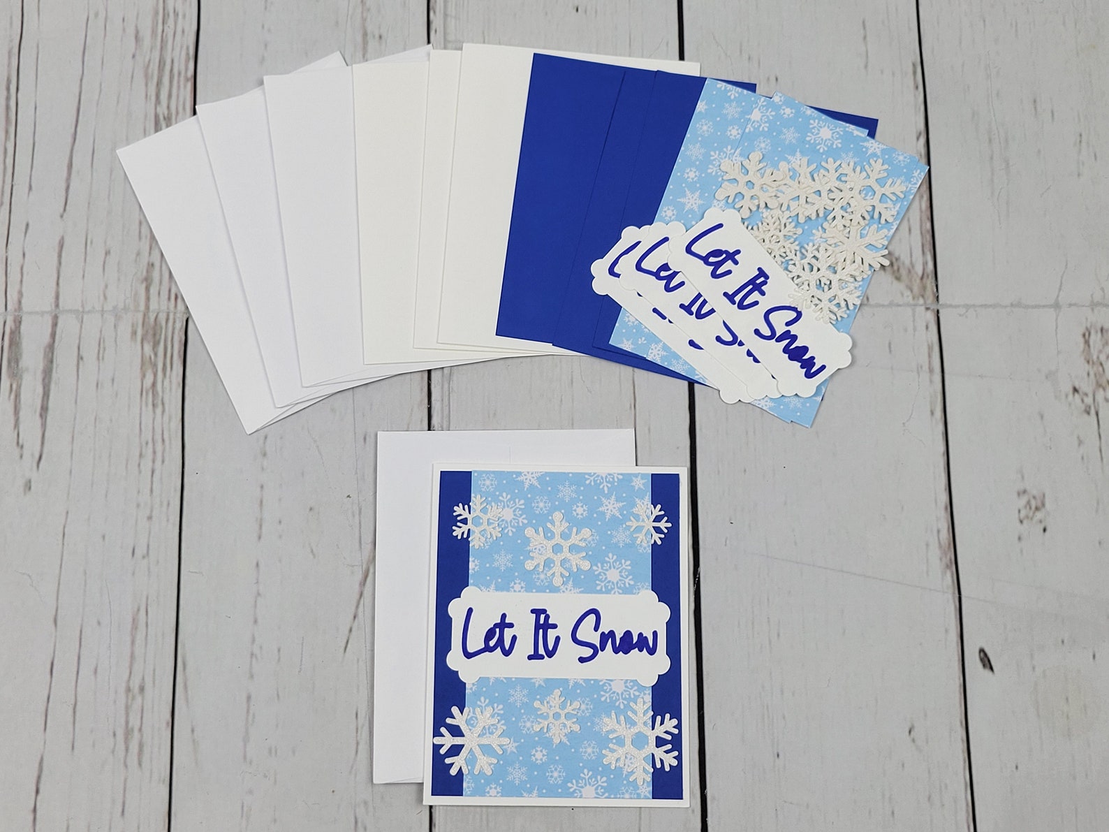 Let It Snow Greeting Card Kit | 4 Cards With Envelopes | Snowflake ...
