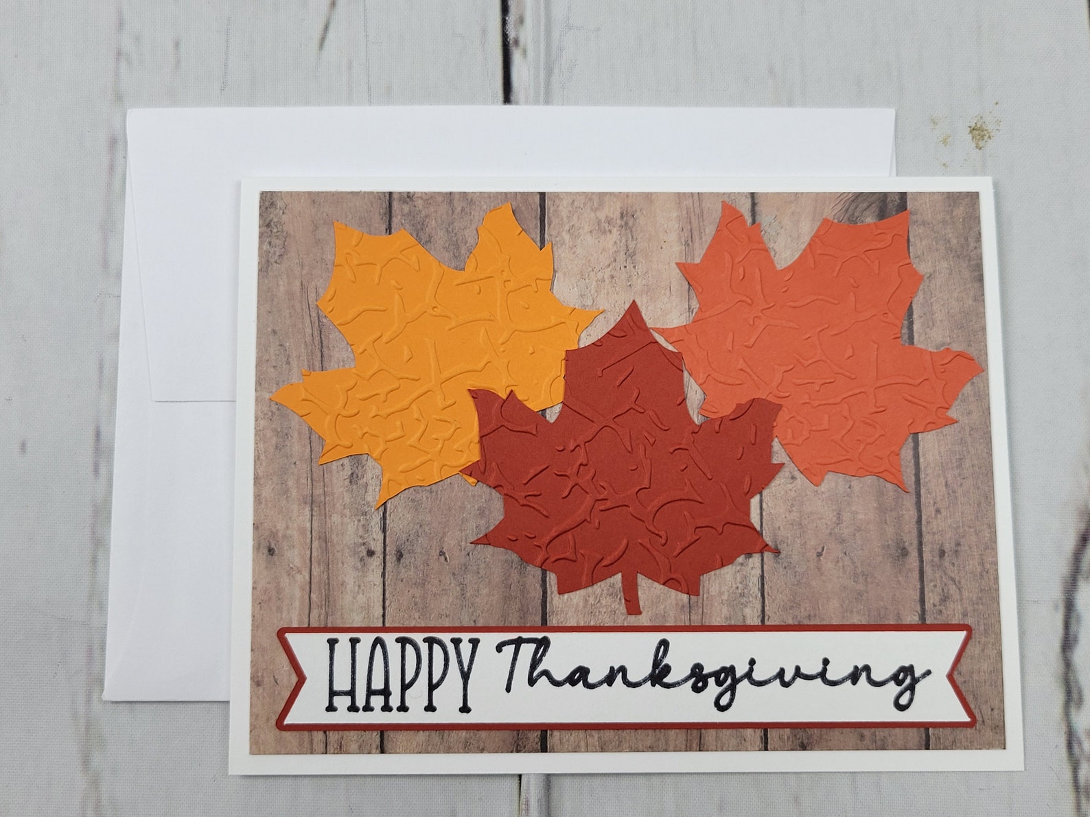 Happy Thanksgiving Greeting Card Kit | 4 Cards With Envelopes | Leaves ...