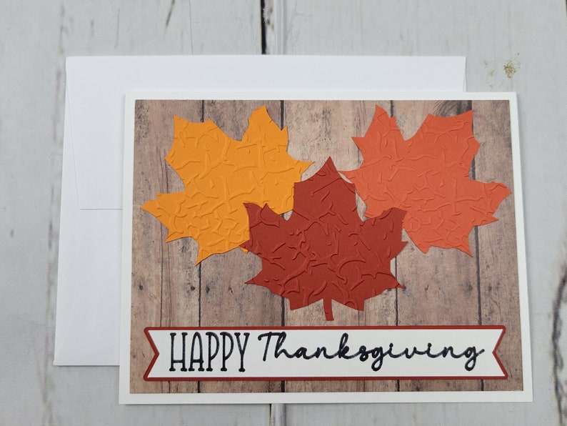 Happy Thanksgiving Greeting Card Kit | 4 Cards With Envelopes | Leaves ...