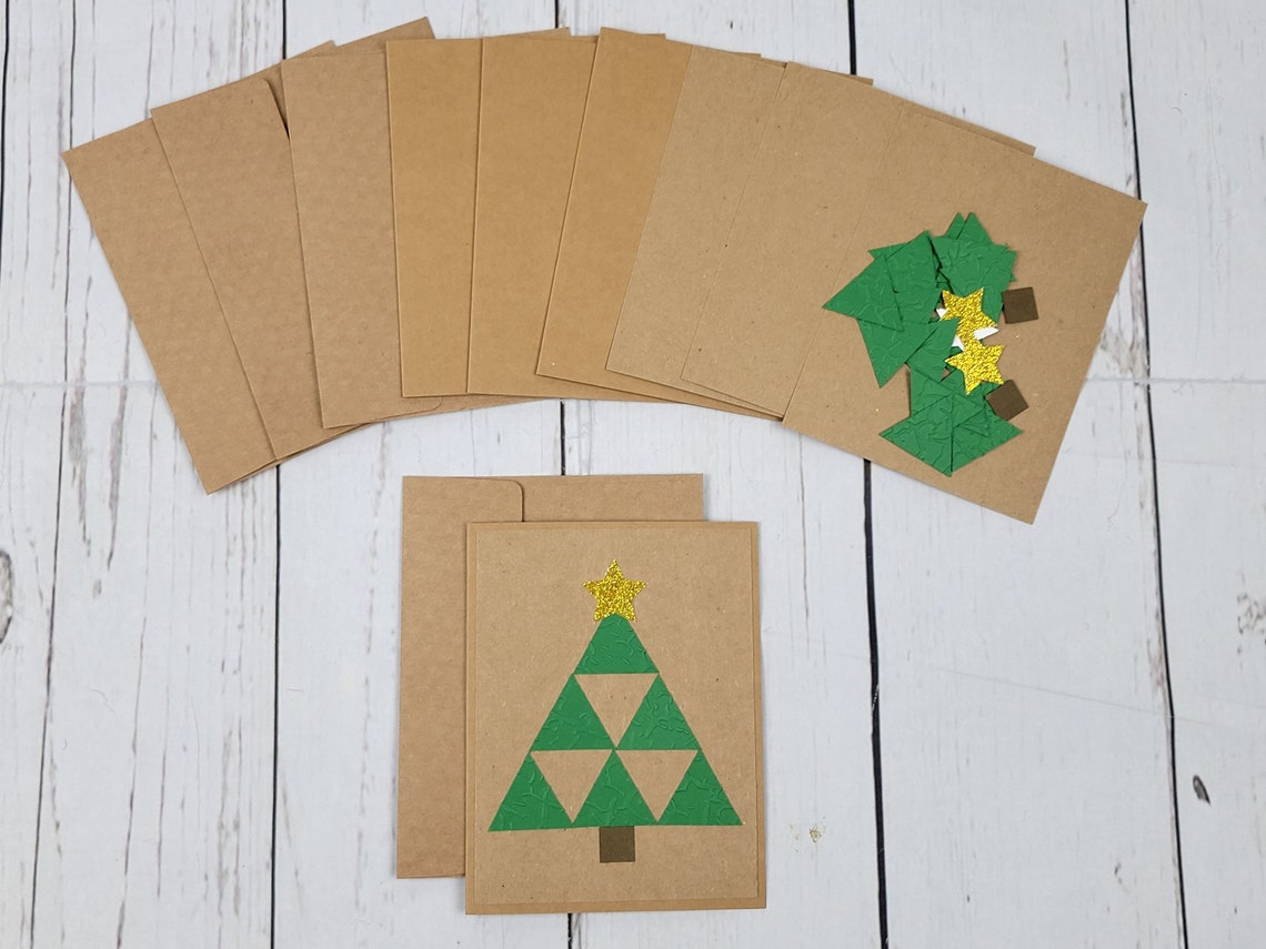 Merry Christmas Greeting Card Kit | 4 Cards With Envelopes | Tree Cards ...