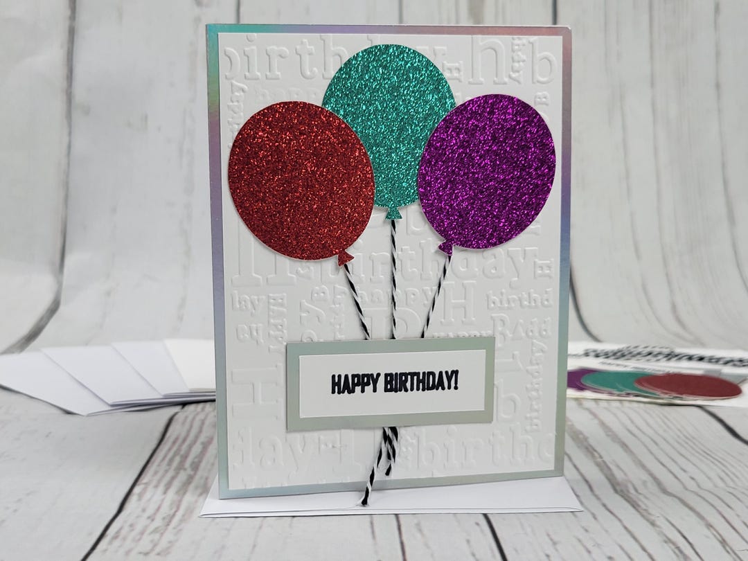 Happy Birthday Greeting Card Kit | 4 Cards With Envelopes | Balloon ...