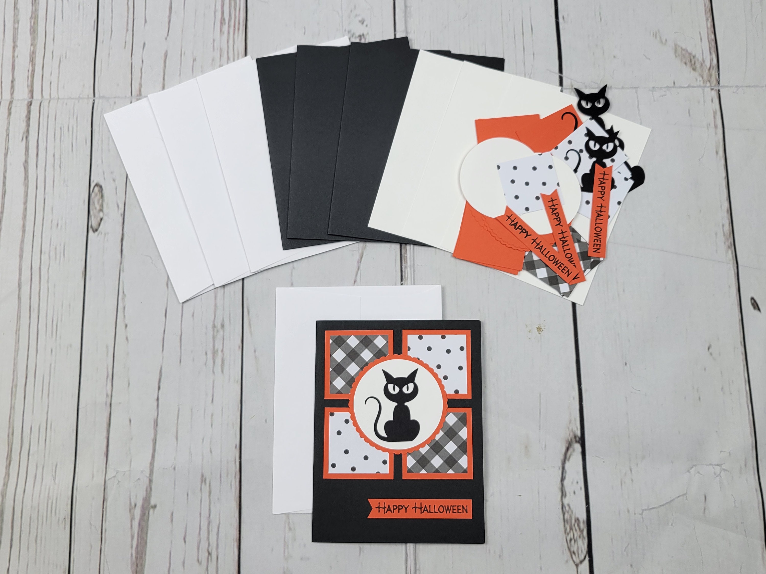 Happy Halloween Greeting Card Kit | 4 Cards With Envelopes | Black Cat ...