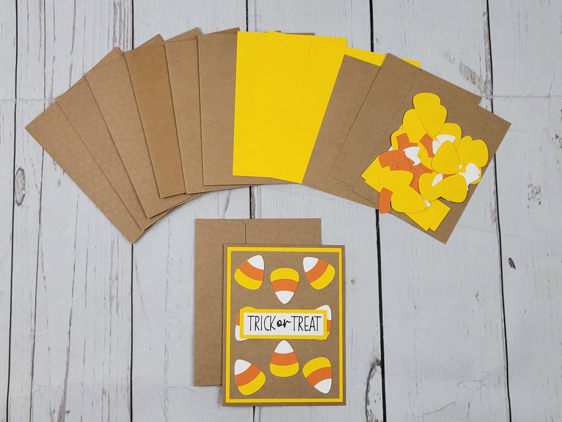 Happy Halloween Greeting Card Kit | 4 Cards With Envelopes | Candy Corn ...