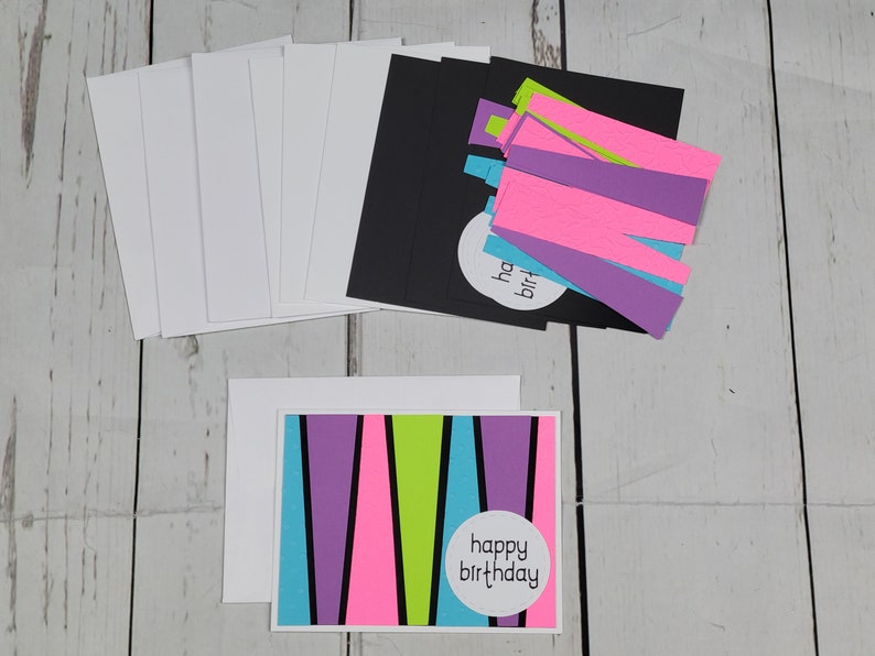 Happy Birthday Greeting Card Kit 4 Cards With Envelopes Geometric Cards ...