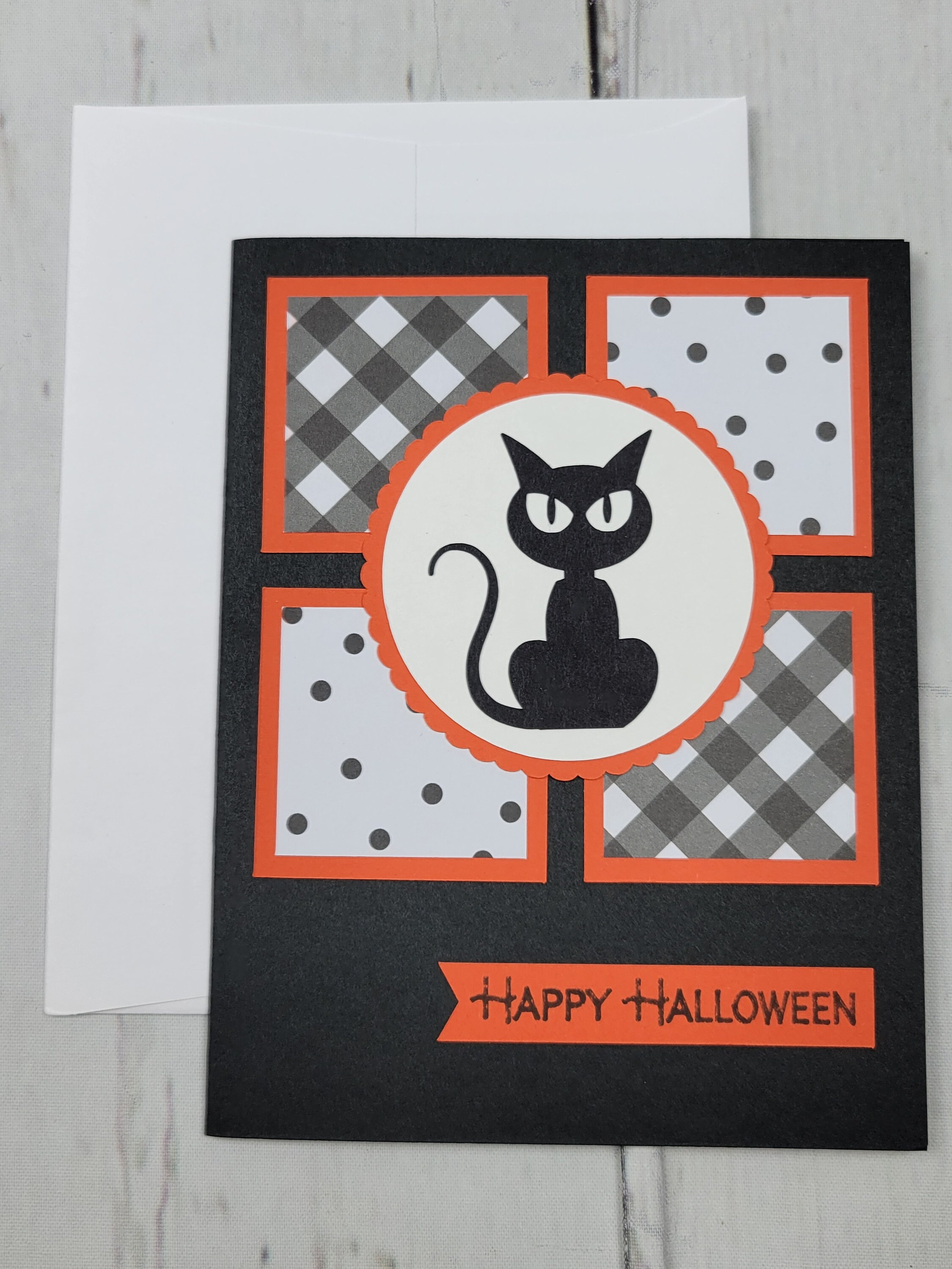 Happy Halloween Greeting Card Kit | 4 Cards With Envelopes | Black Cat ...