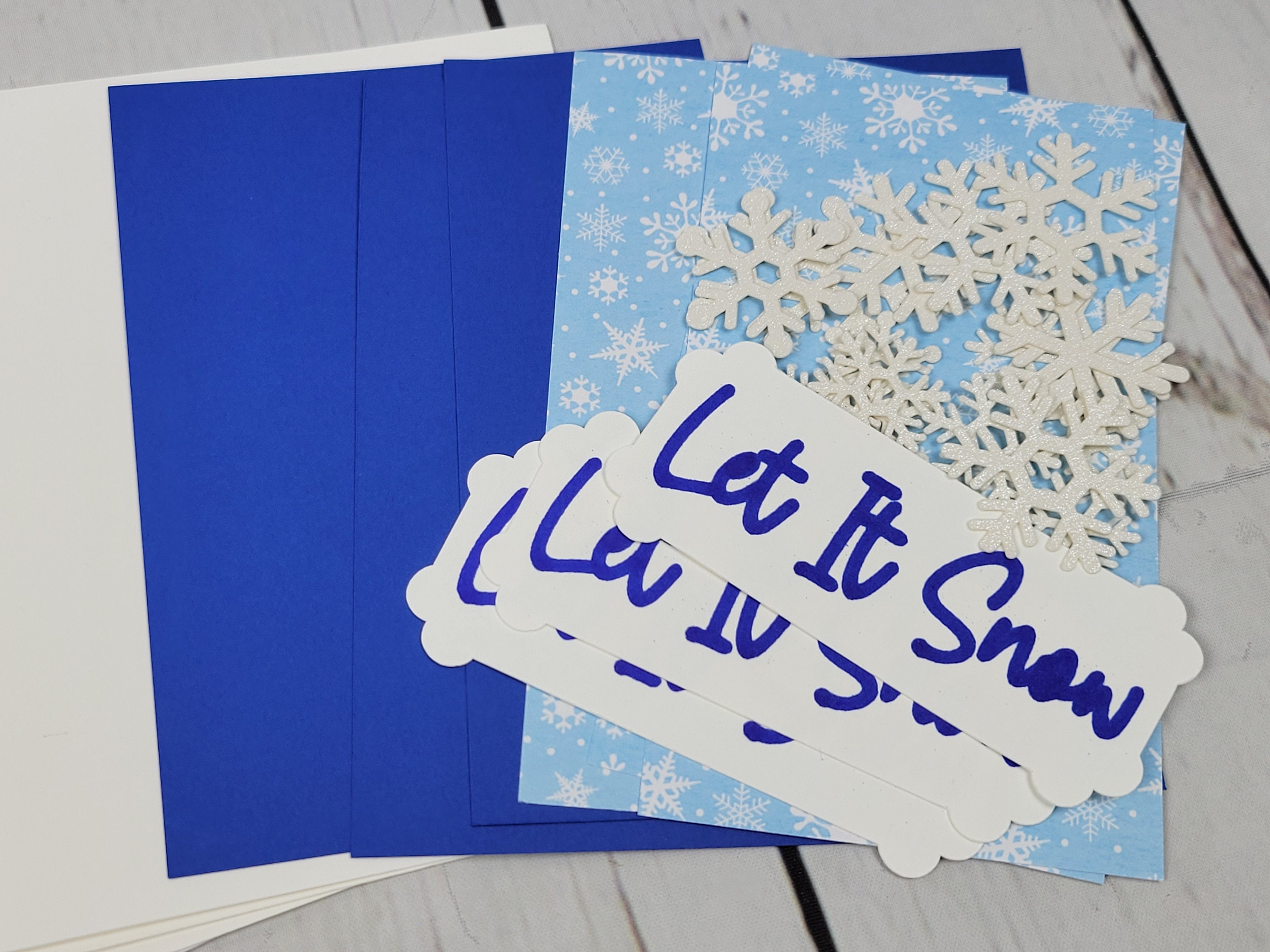 Let It Snow Greeting Card Kit | 4 Cards With Envelopes | Snowflake ...