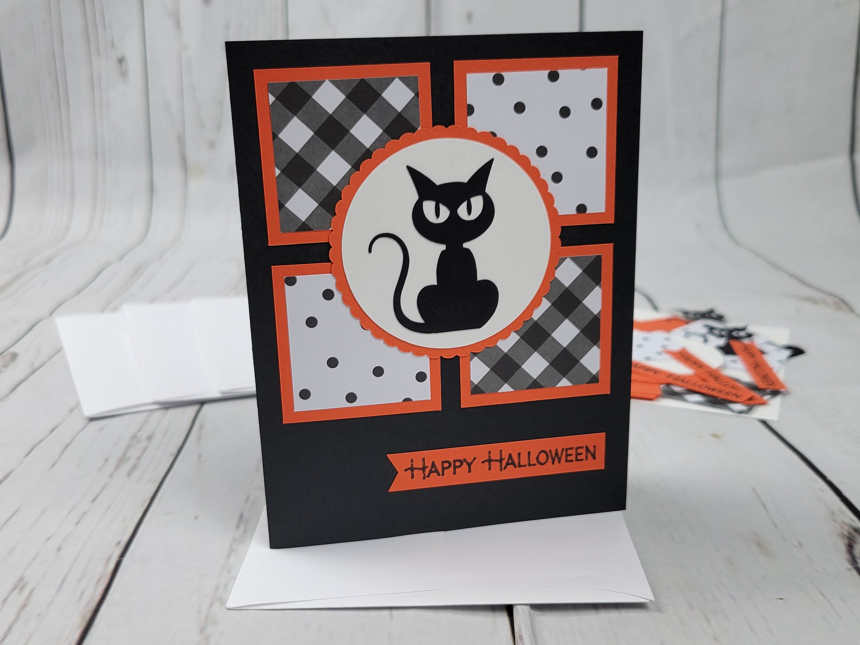 Happy Halloween Greeting Card Kit | 4 Cards With Envelopes | Black Cat ...