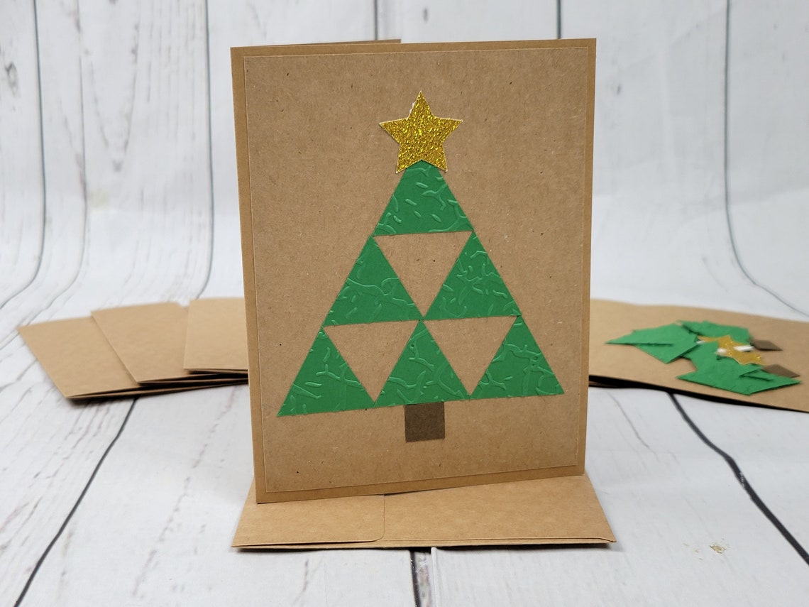 Merry Christmas Greeting Card Kit | 4 Cards With Envelopes | Tree Cards ...