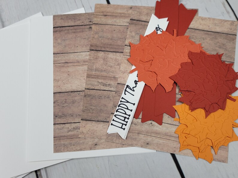 Happy Thanksgiving Greeting Card Kit | 4 Cards With Envelopes | Leaves ...