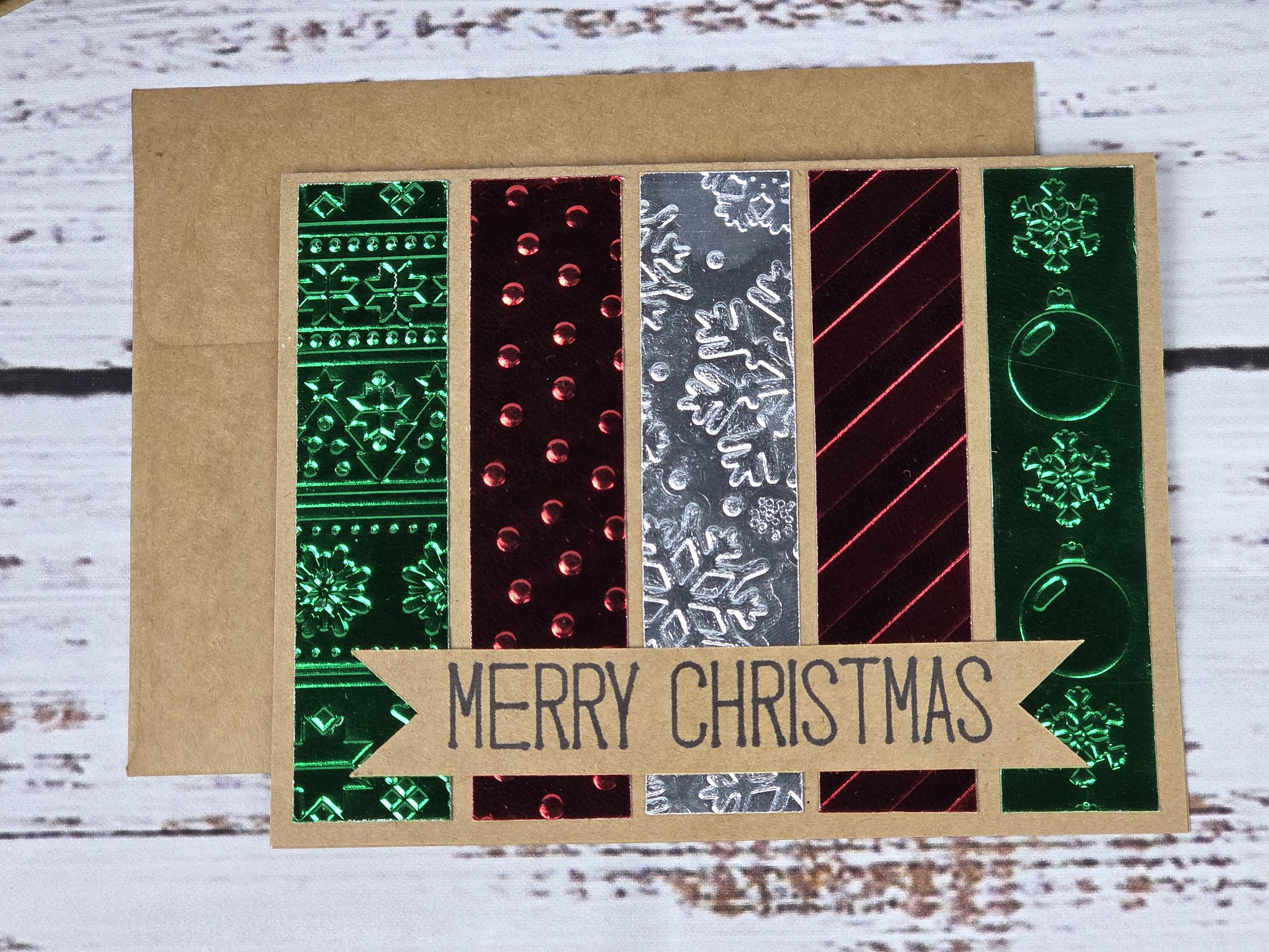 Merry Christmas Greeting Card Kit, 4 Cards With Envelopes, Embossed ...