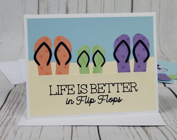 Summer Beach Greeting Card Kit | 4 Cards With Envelopes | Flip Flop ...