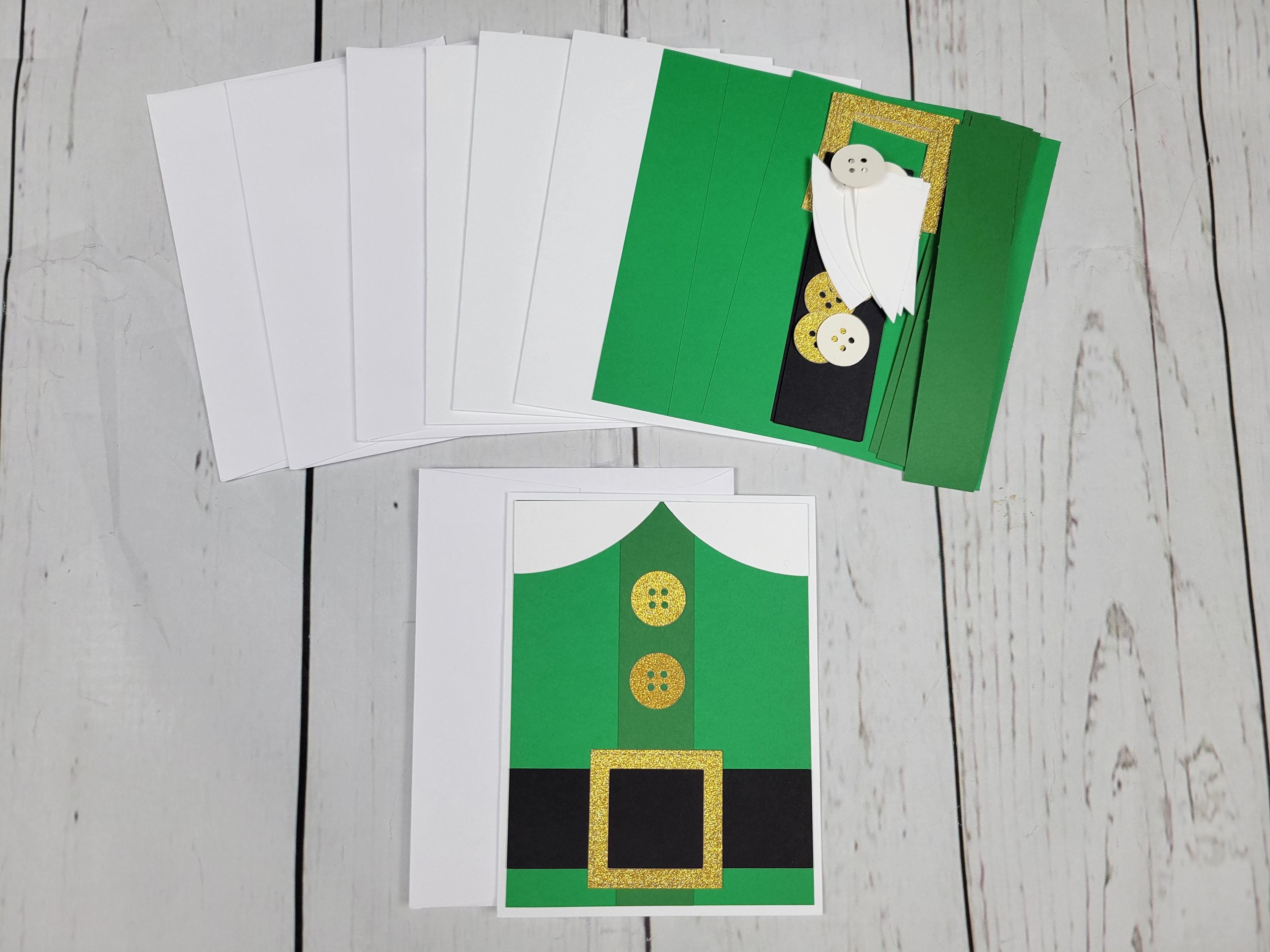 Merry Christmas Greeting Card Kit 4 Cards With Envelopes Elf Cards DIY ...