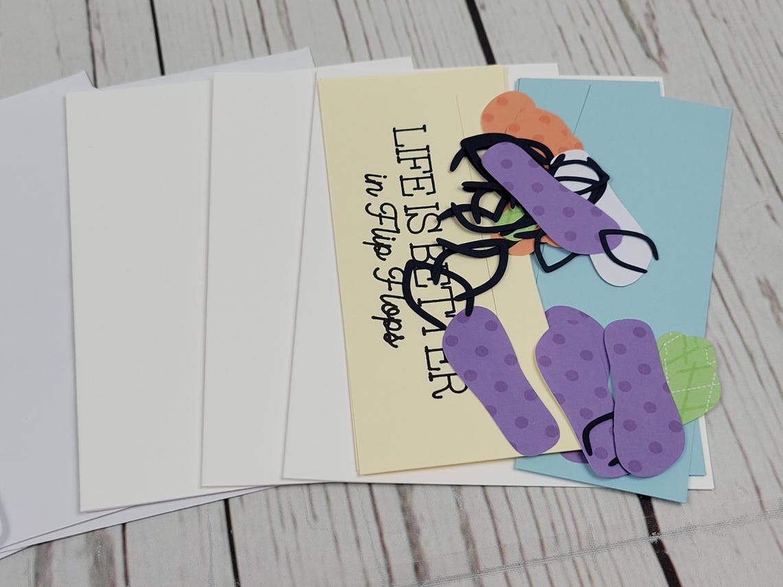 Summer Beach Greeting Card Kit | 4 Cards With Envelopes | Flip Flop ...