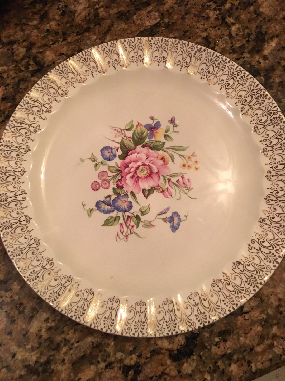 Cronin China Cabbage Rose Southern Pottery Dinner Plate Fluted Edge ...