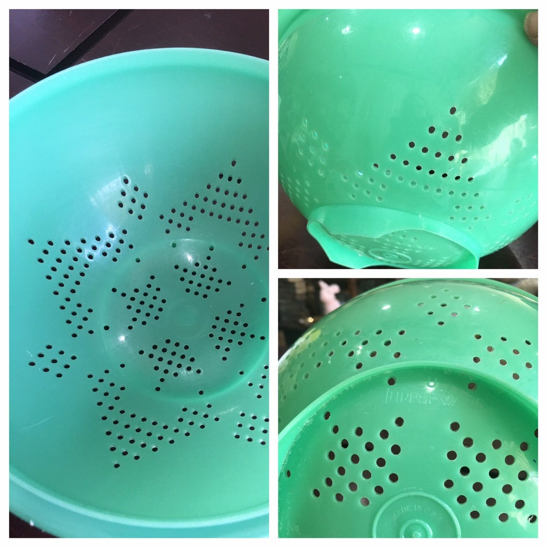 Green Retro Tupperware Plastic Colander Strainer Excellent Condition ...