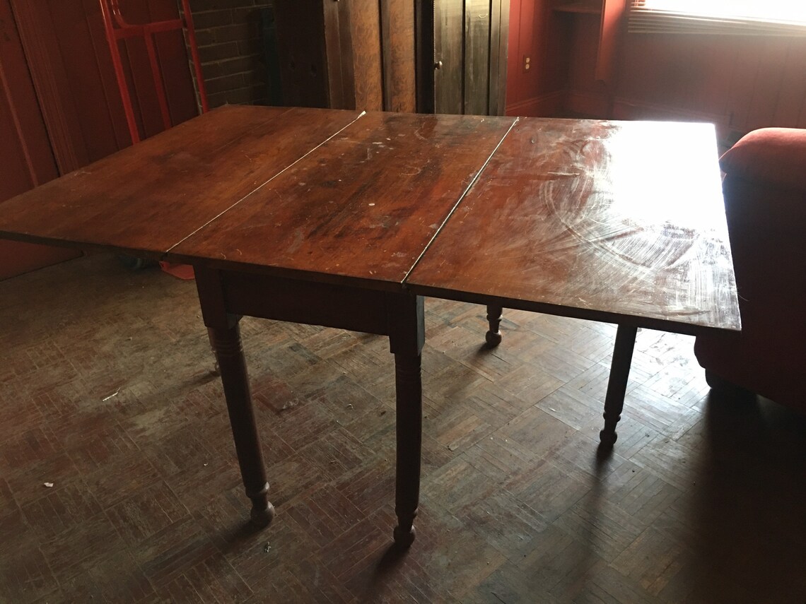 Antique Drop Leaf Square Cherry Table Farmhouse Kitchen Large - Etsy