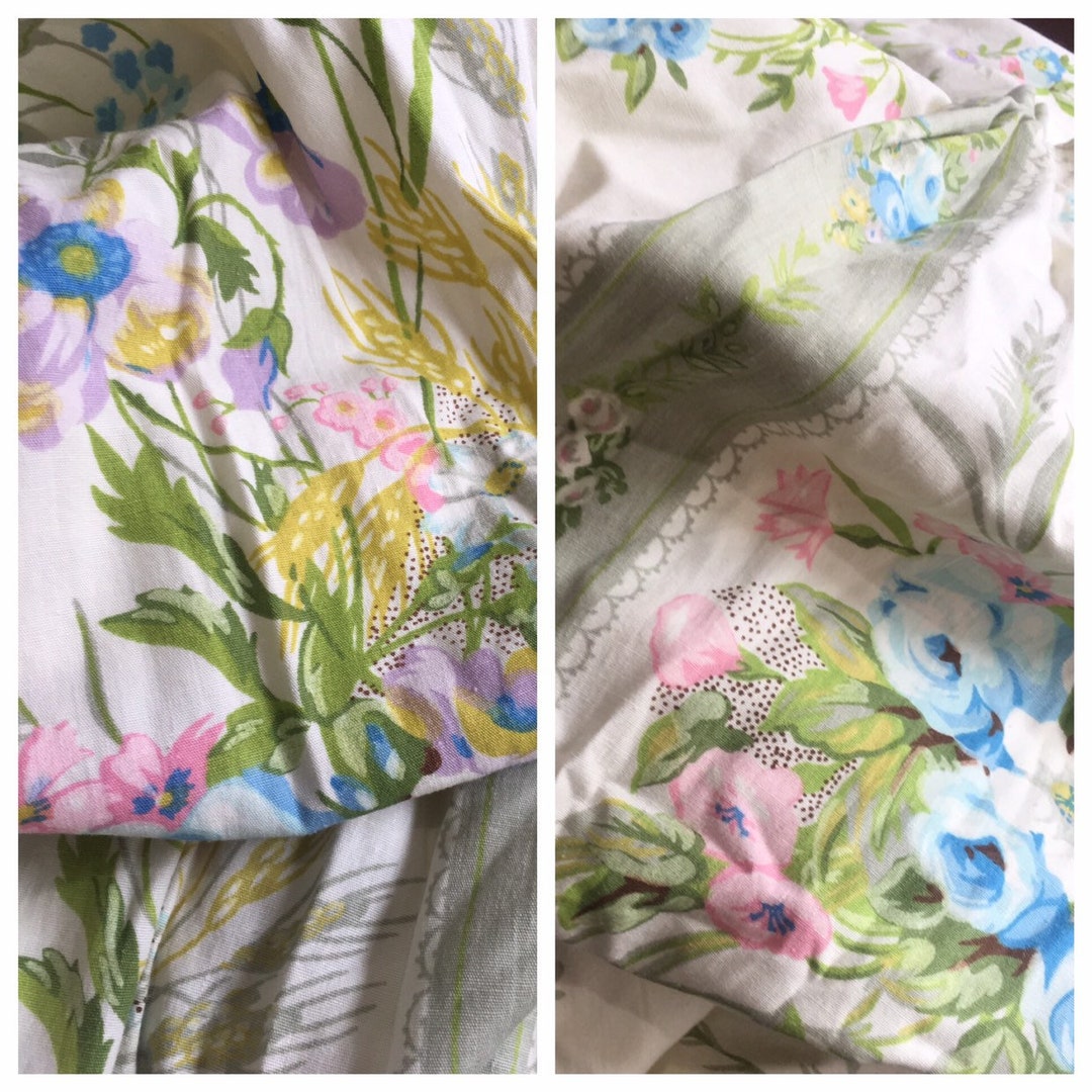 Floor Length Floral With Green Details Cotton Drapery Panels Pair ...