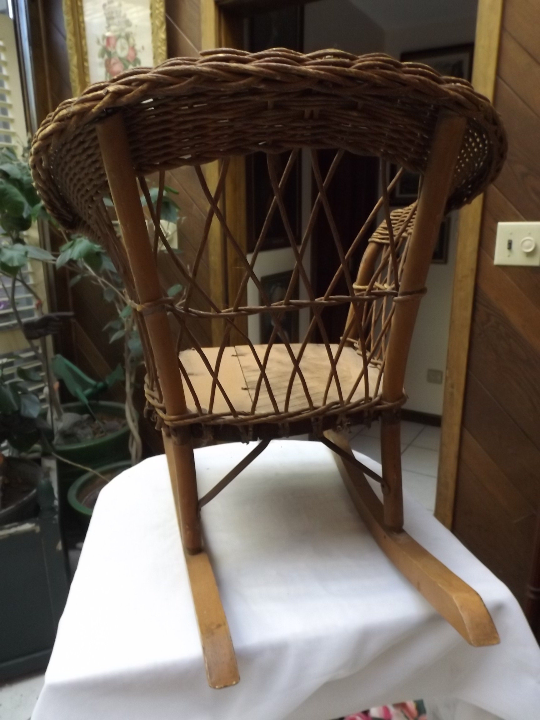 Antique Vintage Wood Wicker Childs Rocker Furniture Small - Etsy