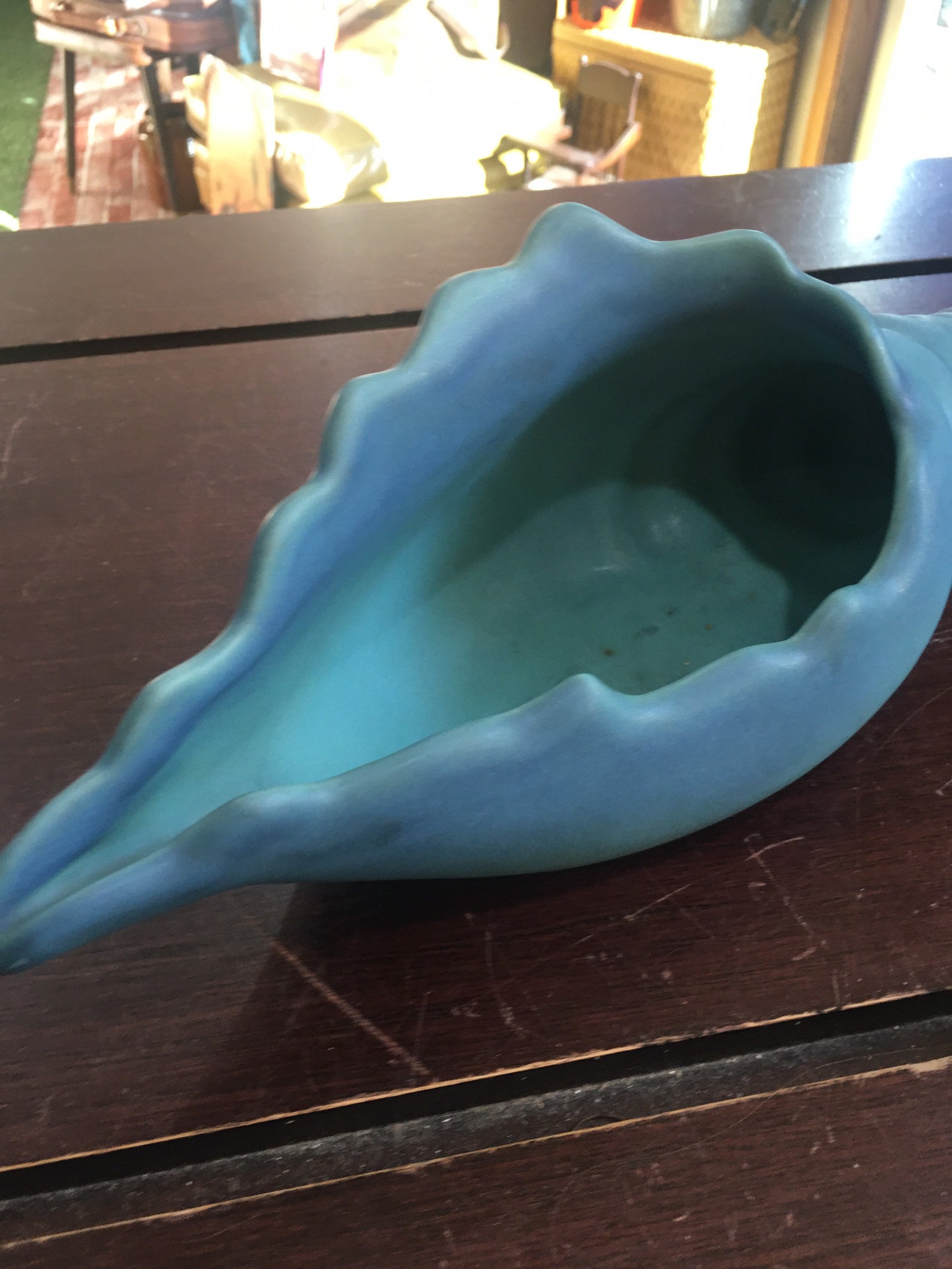 Van Briggle Pottery Low Conch Shell Vase Teal Ceramic Signed - Etsy
