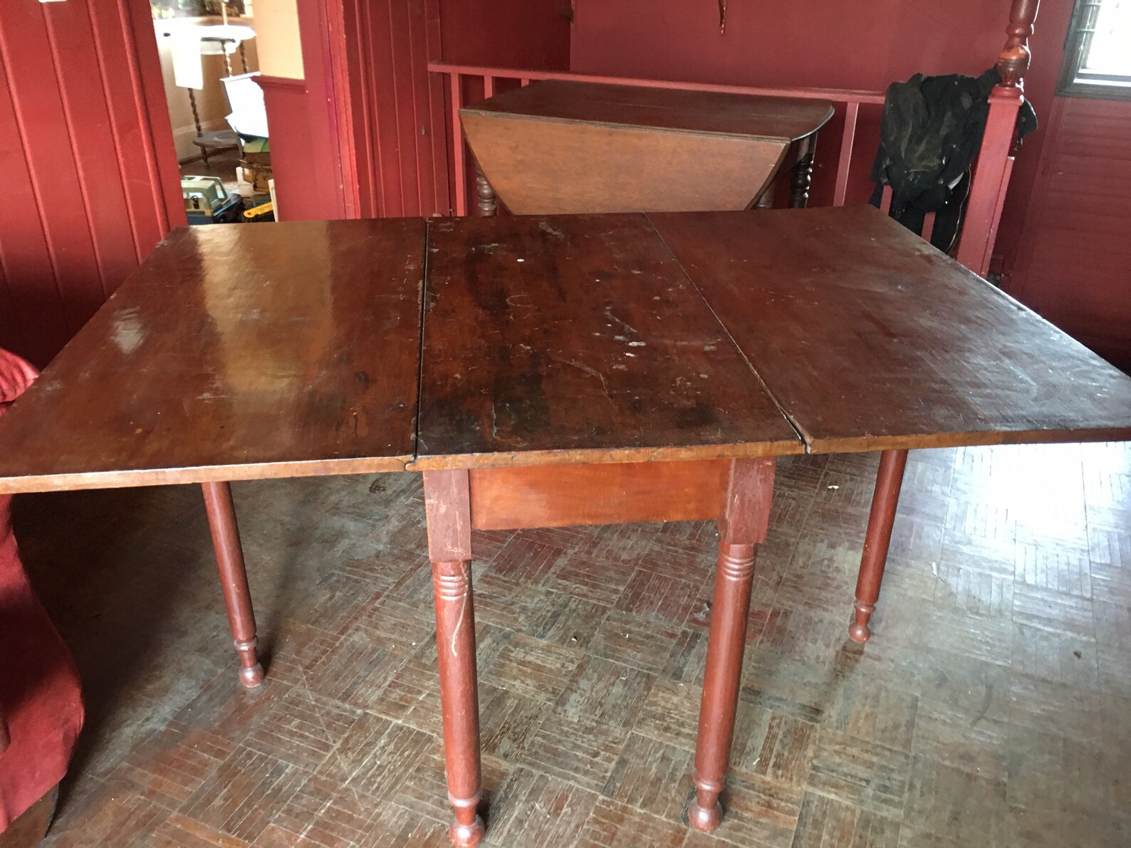 Antique Drop Leaf Square Cherry Table Farmhouse Kitchen Large - Etsy