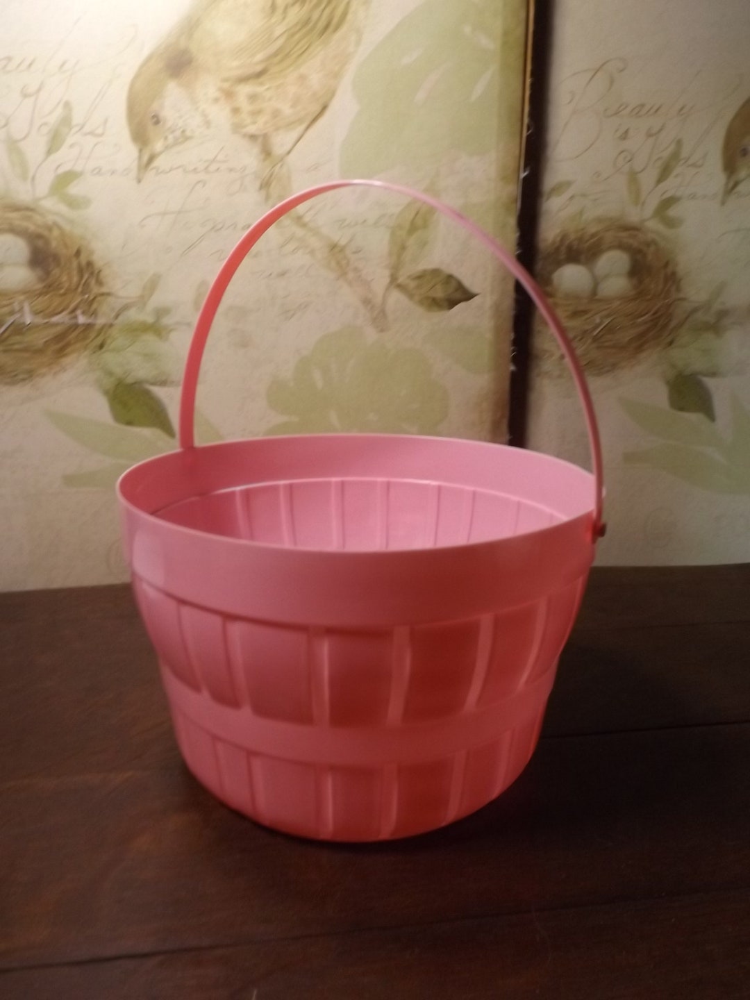 Pink Plastic Basket Bucket With Handle Plastics Candy Holiday - Etsy