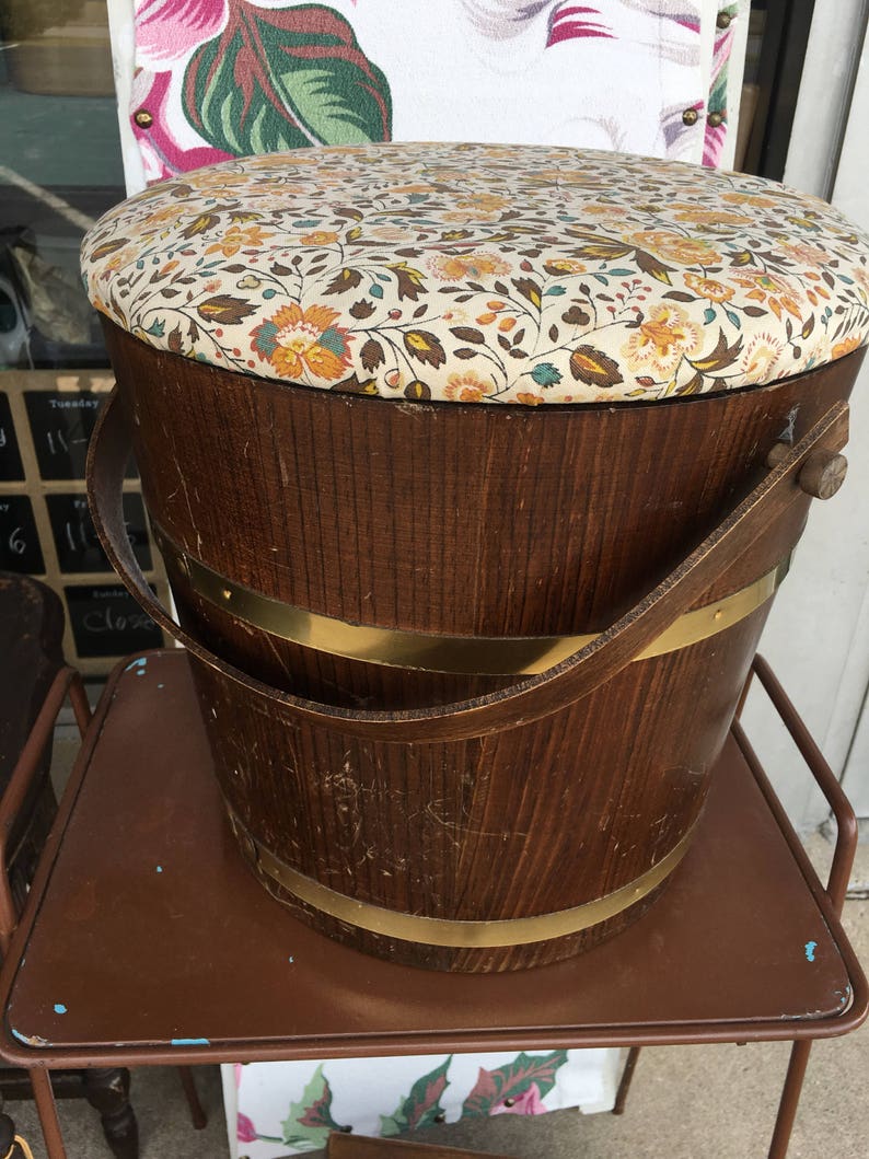 Retro Wooden Sewing Bucket Storage Farmhouse Craft Bin Wooden - Etsy