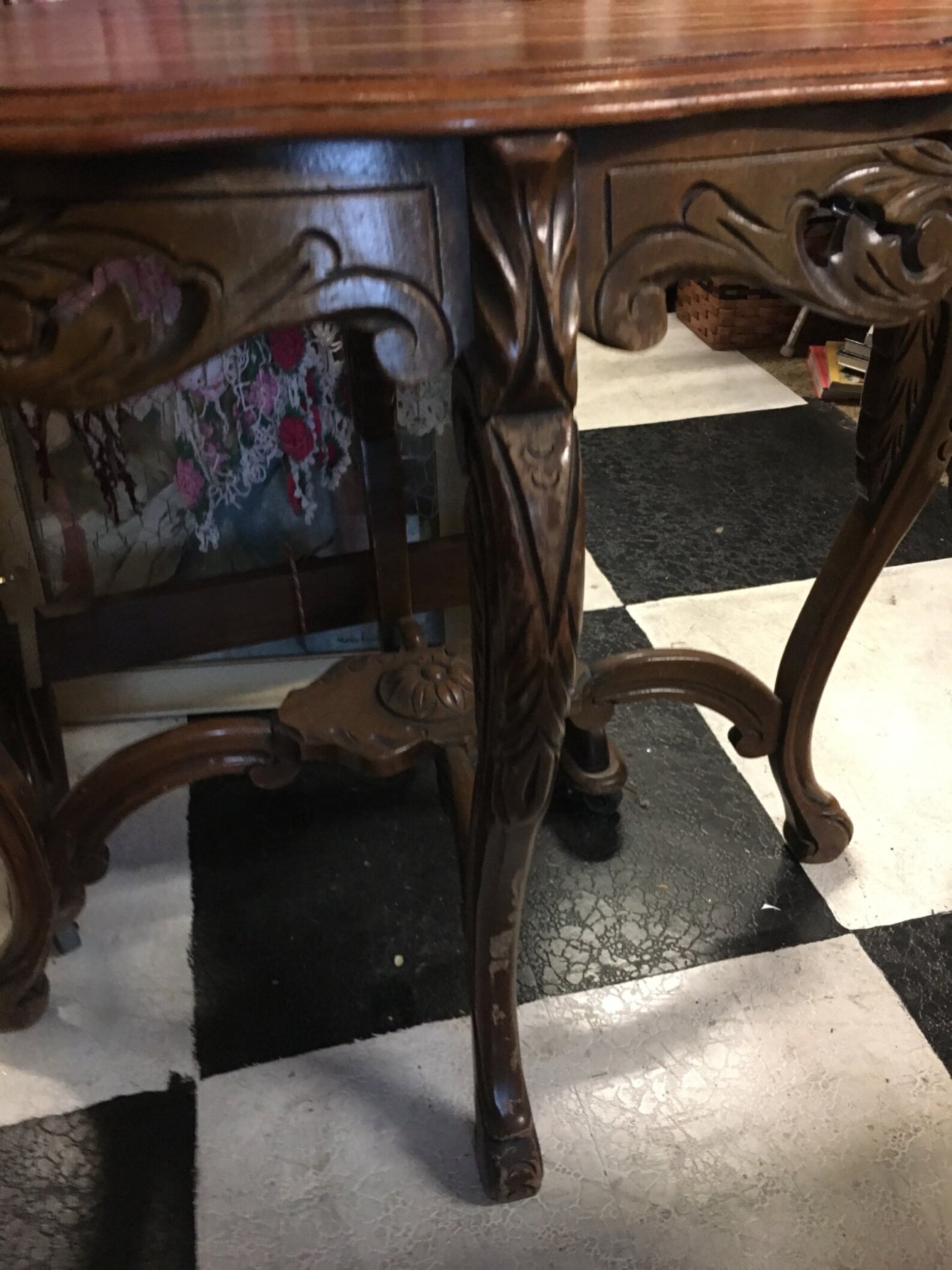 Pie Crust Table With Intricate Wood Work 1940/50 Tall Side - Etsy