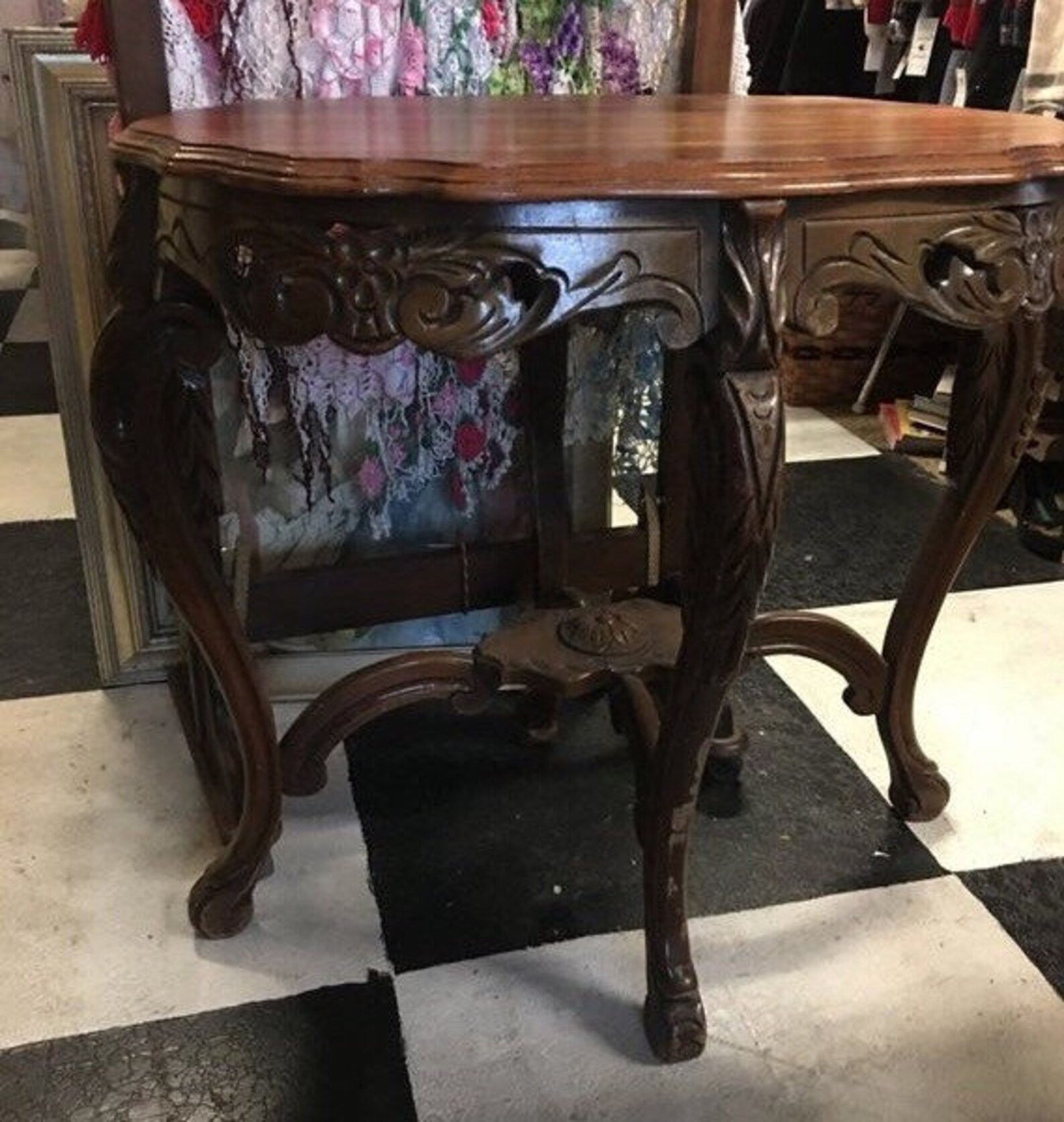 Pie Crust Table With Intricate Wood Work 1940/50 Tall Side - Etsy