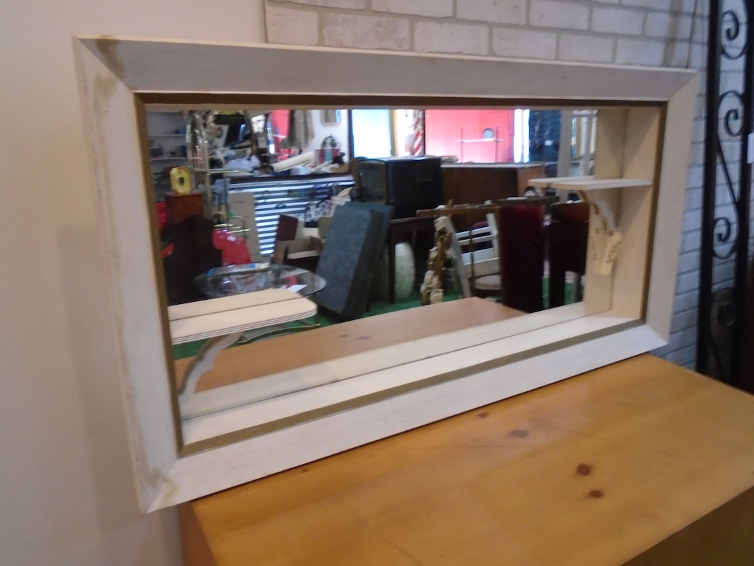 Retro Mirrored Large White Shadow Box With Mirror Painted - Etsy