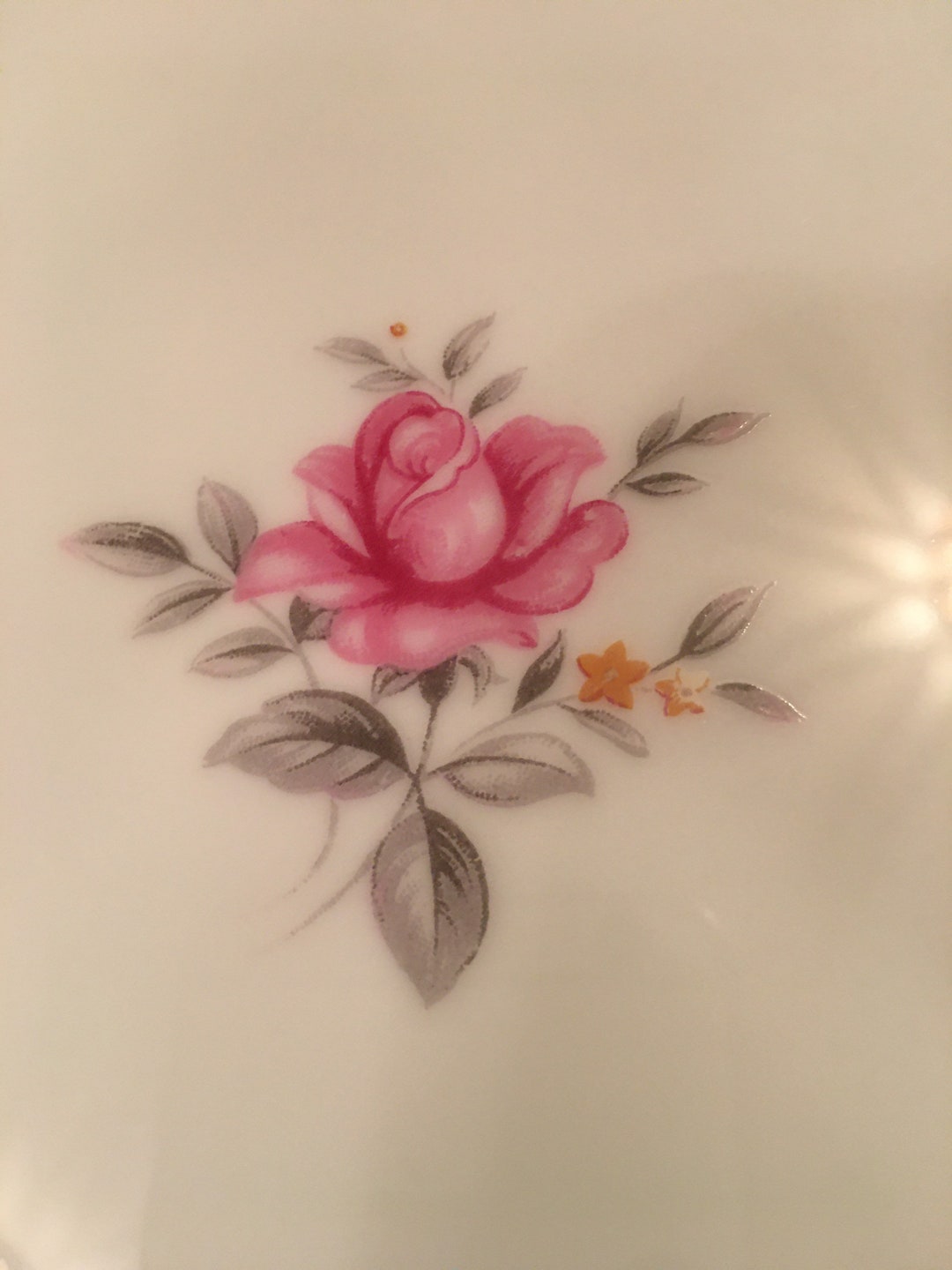 Rose Bud by Serenity Fine China Dinner Plate White Silver Accent With ...