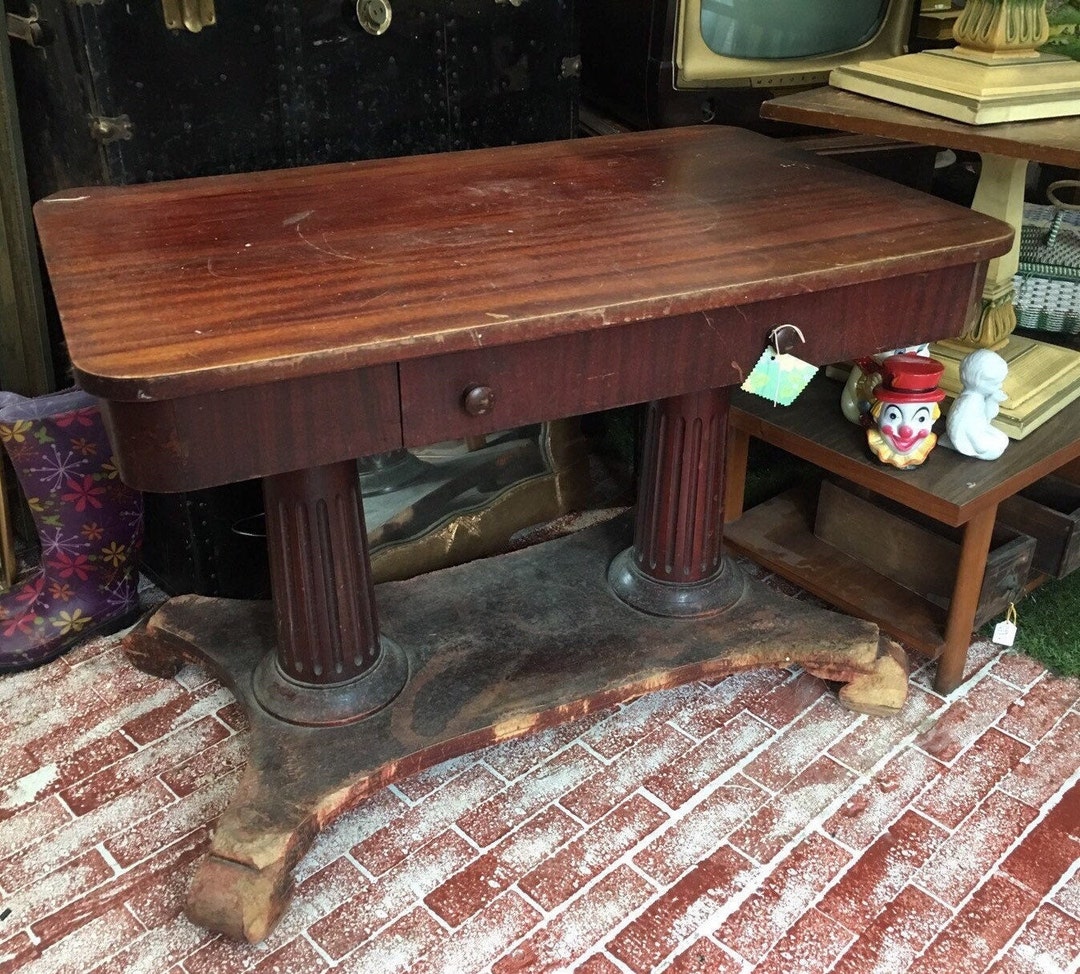 Wooden Federal Columned Entry Table Needs Some TLC Living Room Office ...