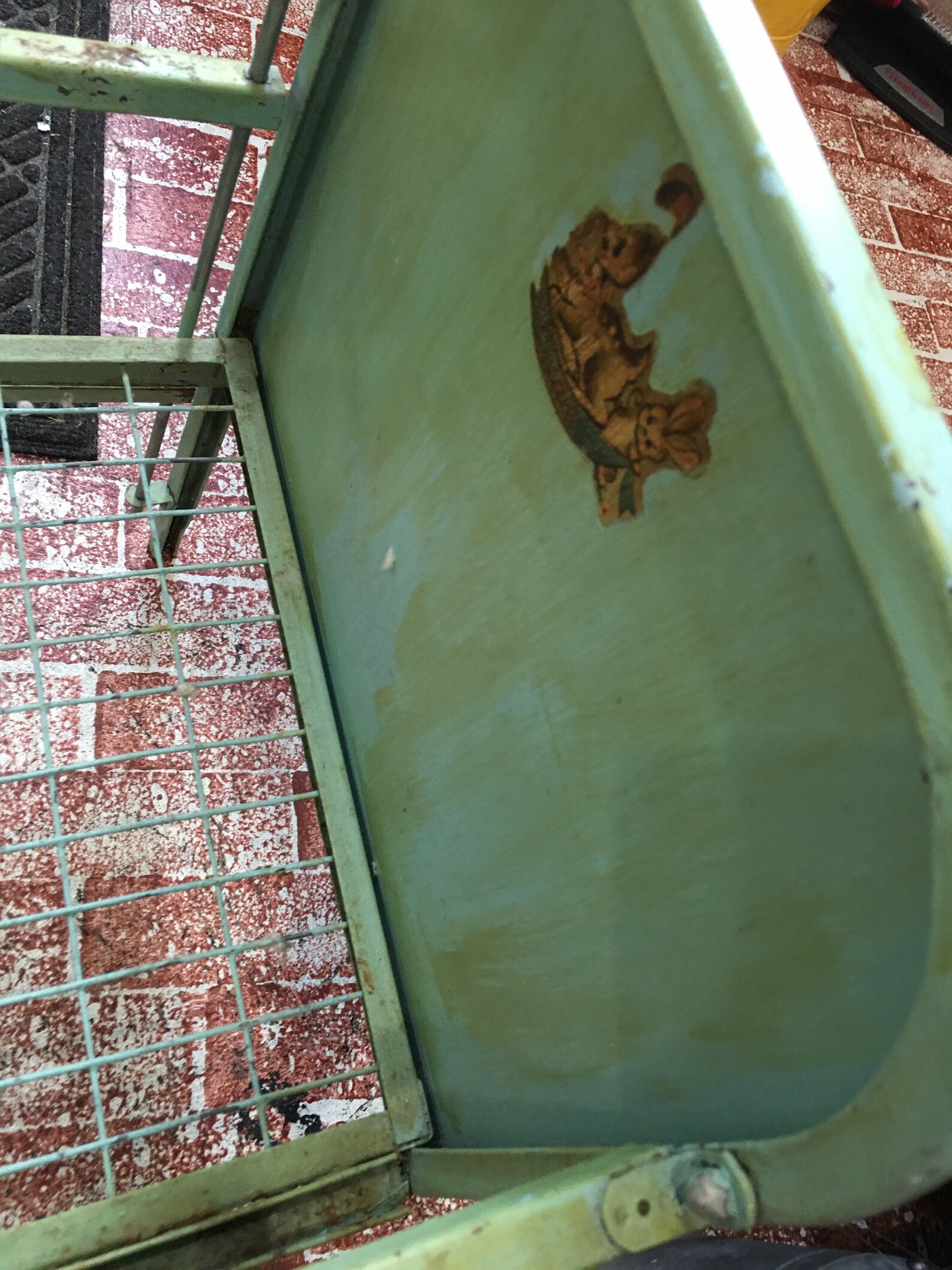 Vintage Doll E Crib Aqua Blue Bunnies Dear Pretend Play - Etsy