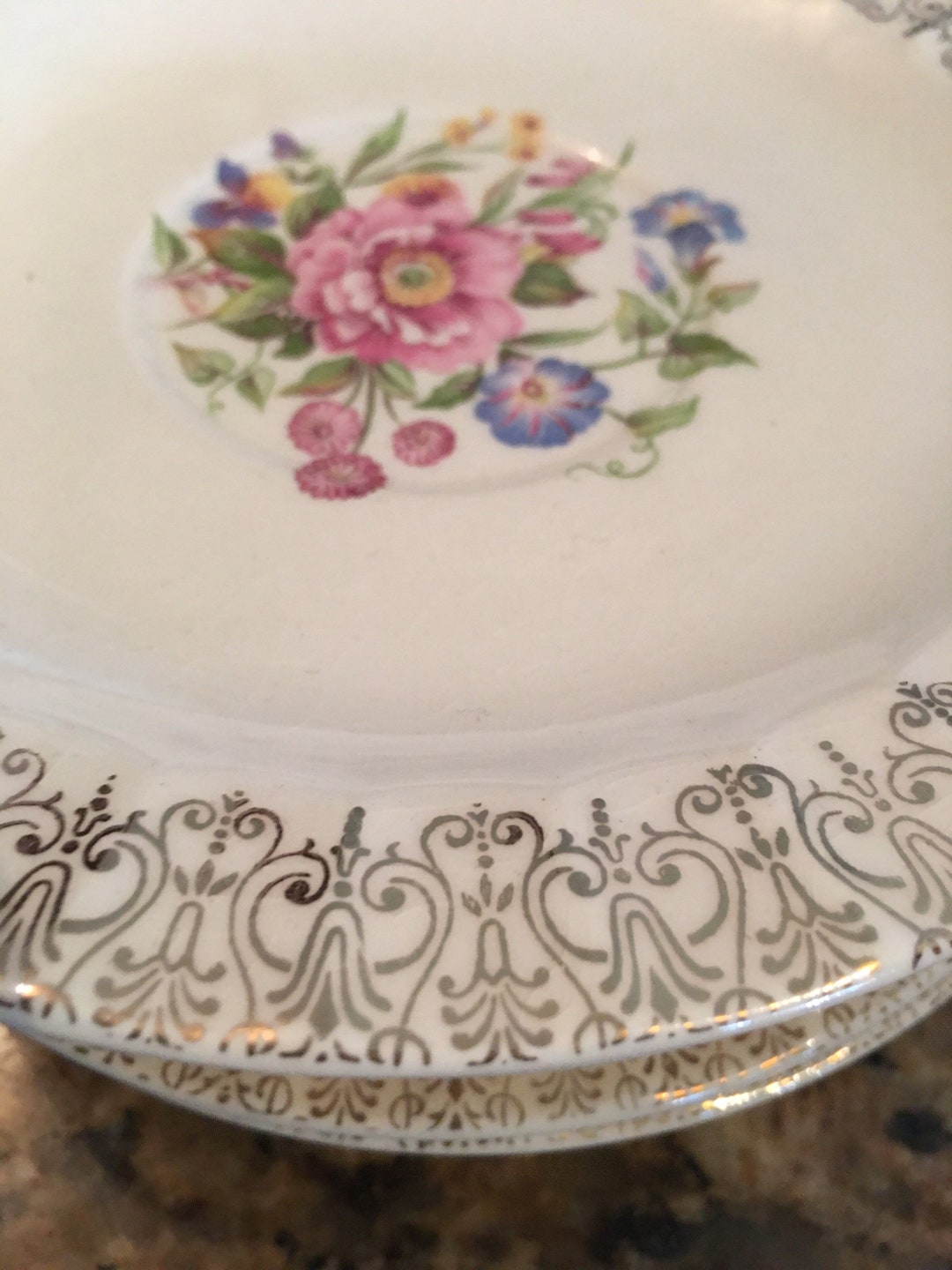 Cronin China Cabbage Rose Southern Pottery Tea Cup Saucer Plate Fluted ...