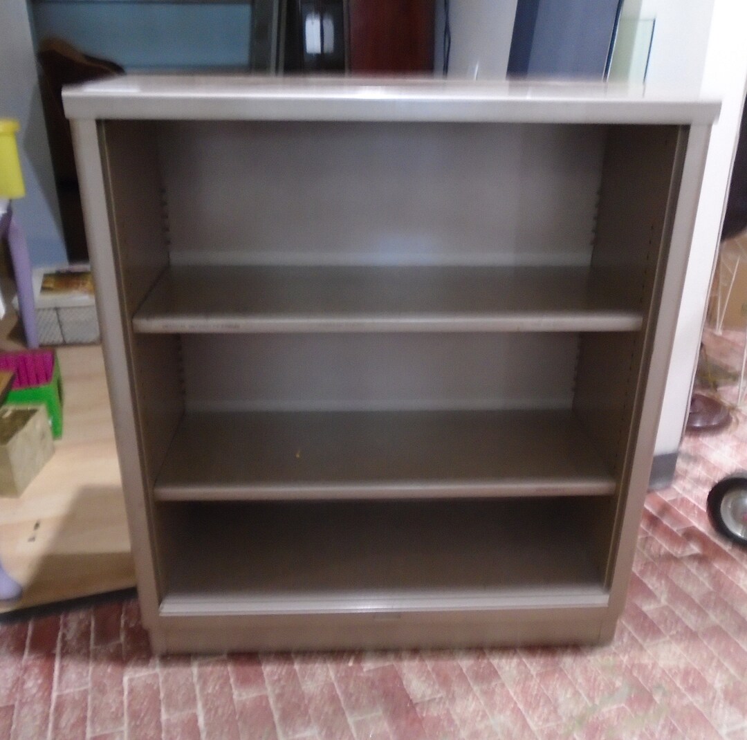 Retro Metal Library Shelf Taupe Storage Book Shelf - Etsy
