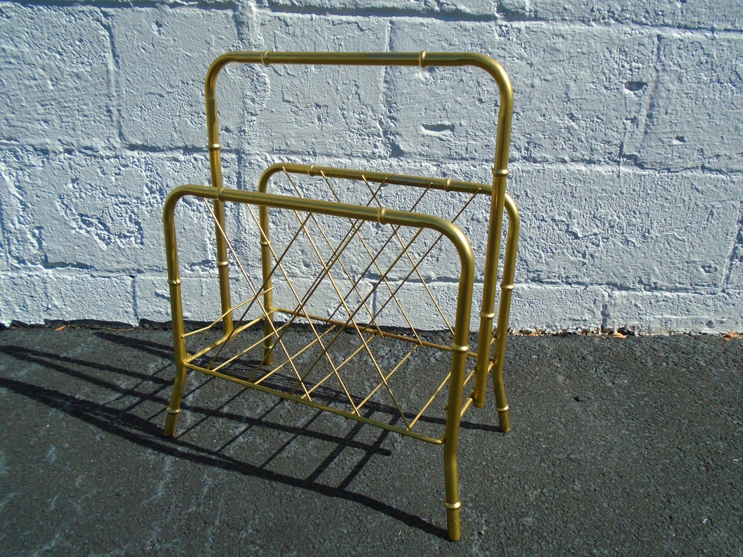 Retro Magazine Book Storage Gold Finish Office Vintage - Etsy
