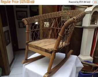 Antique Childs Wicker Rocker - Etsy
