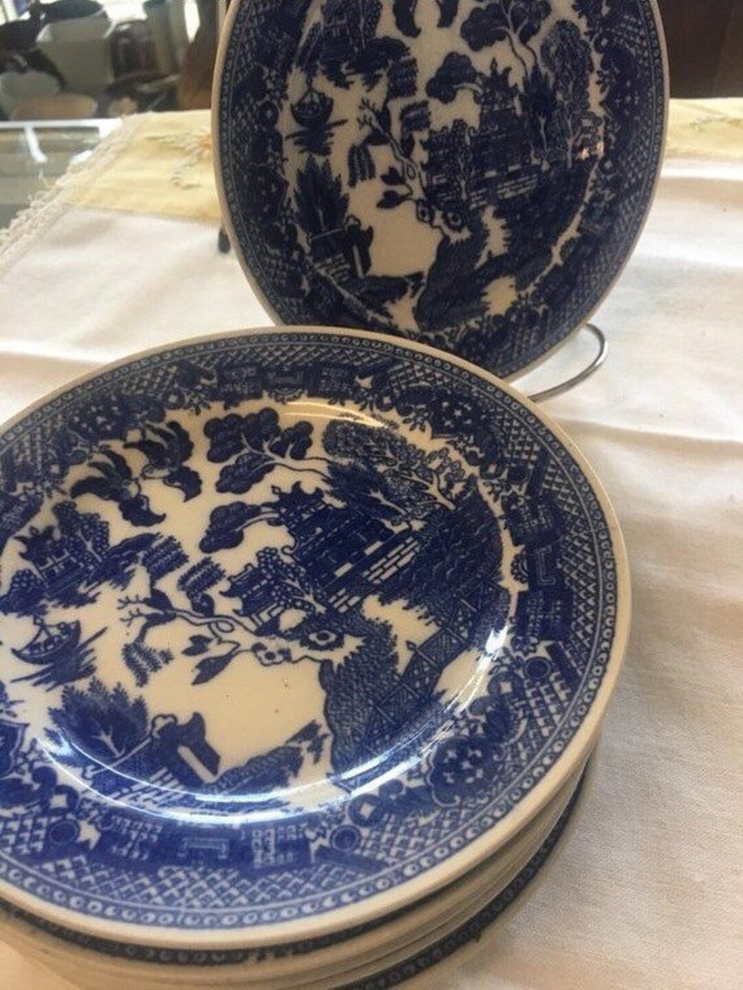 Cobalt Blue Chinoiserie Japanese 9 Plate Willow Pattern Late - Etsy