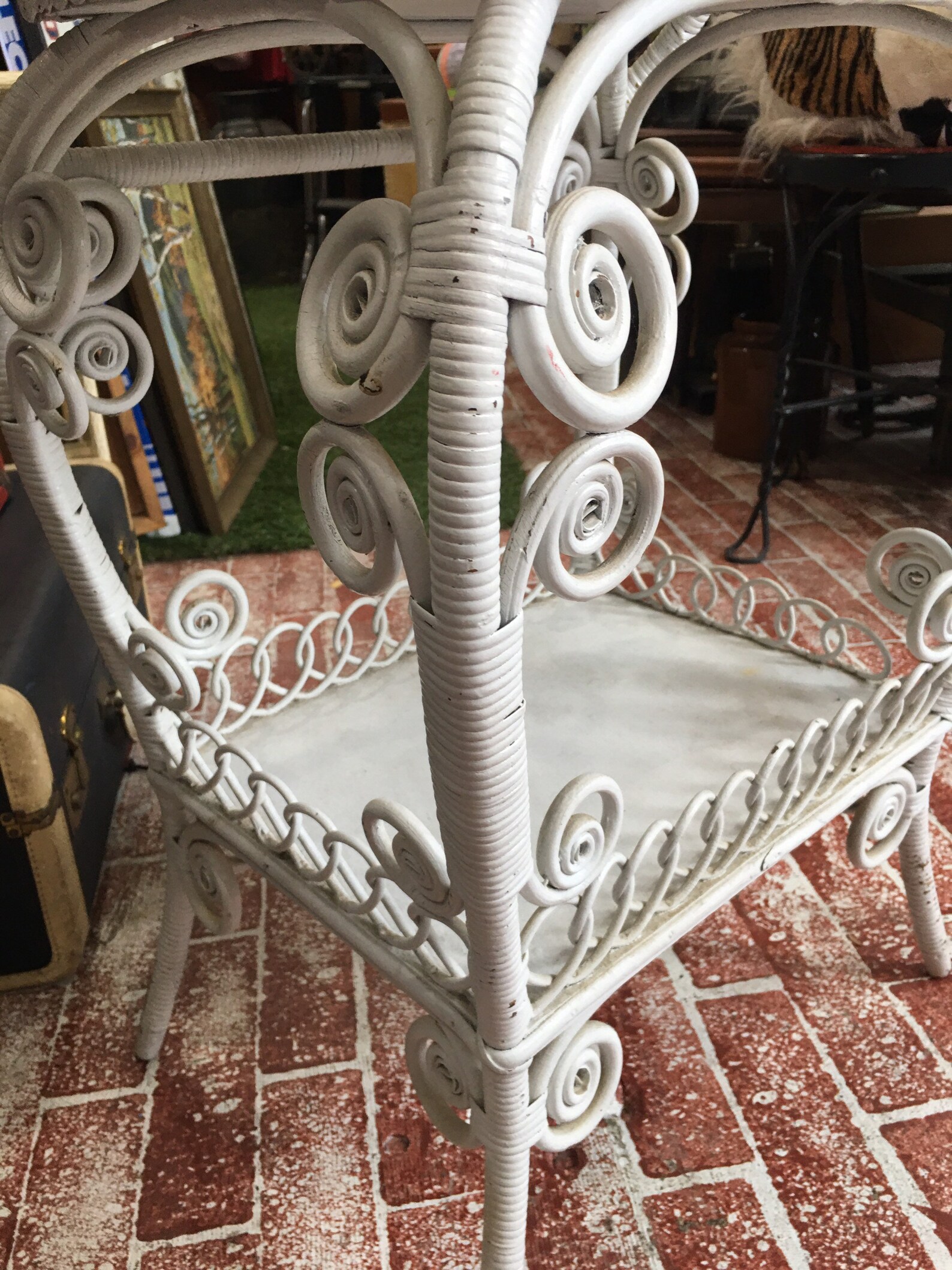 Wicker White Sewing Cabinet Stand Storage Ornate Detail Drink - Etsy