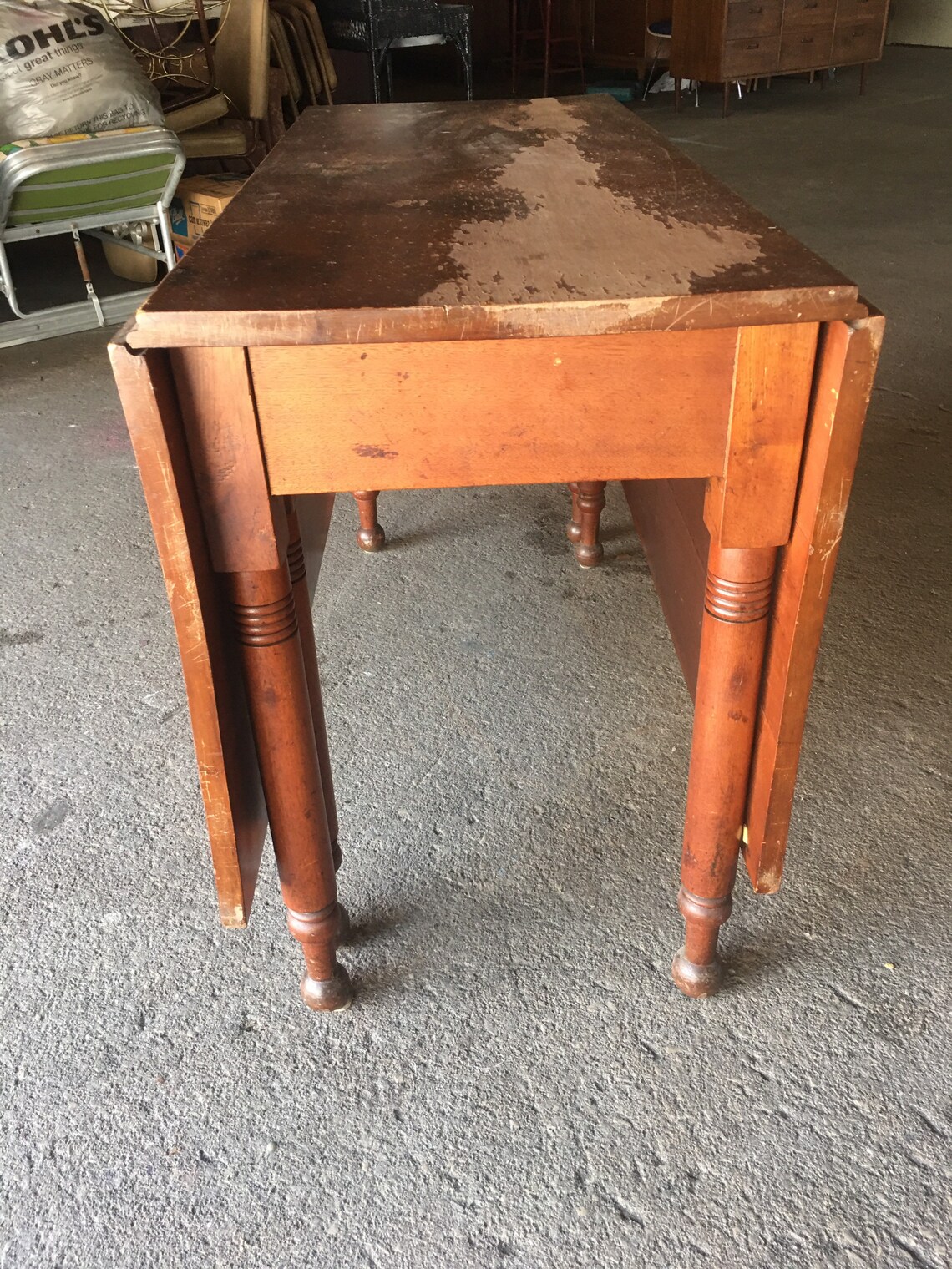 Antique Drop Leaf Table Farmhouse Kitchen Large Shabby Chic - Etsy