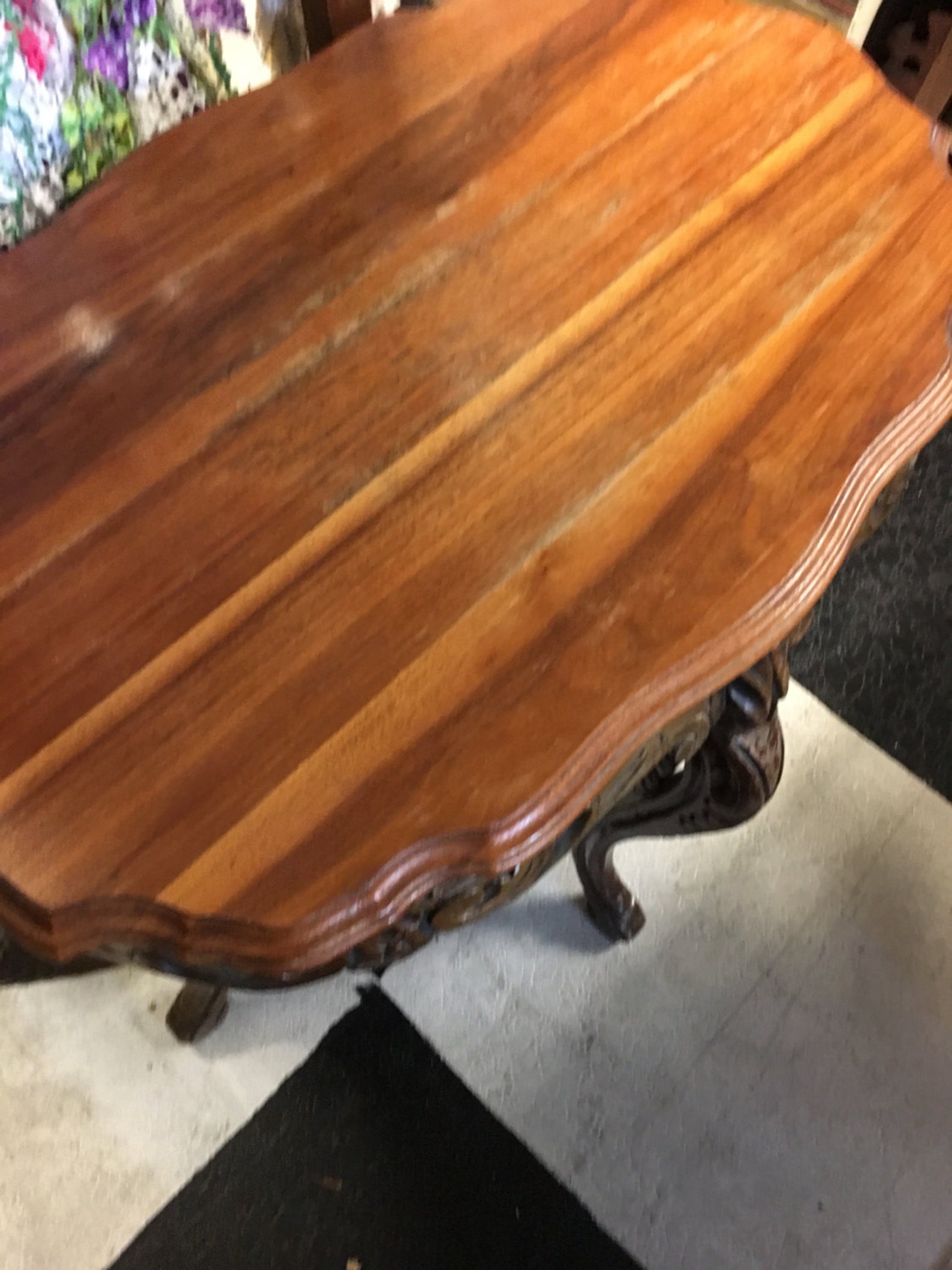 Pie Crust Table With Intricate Wood Work 1940/50 Tall Side - Etsy