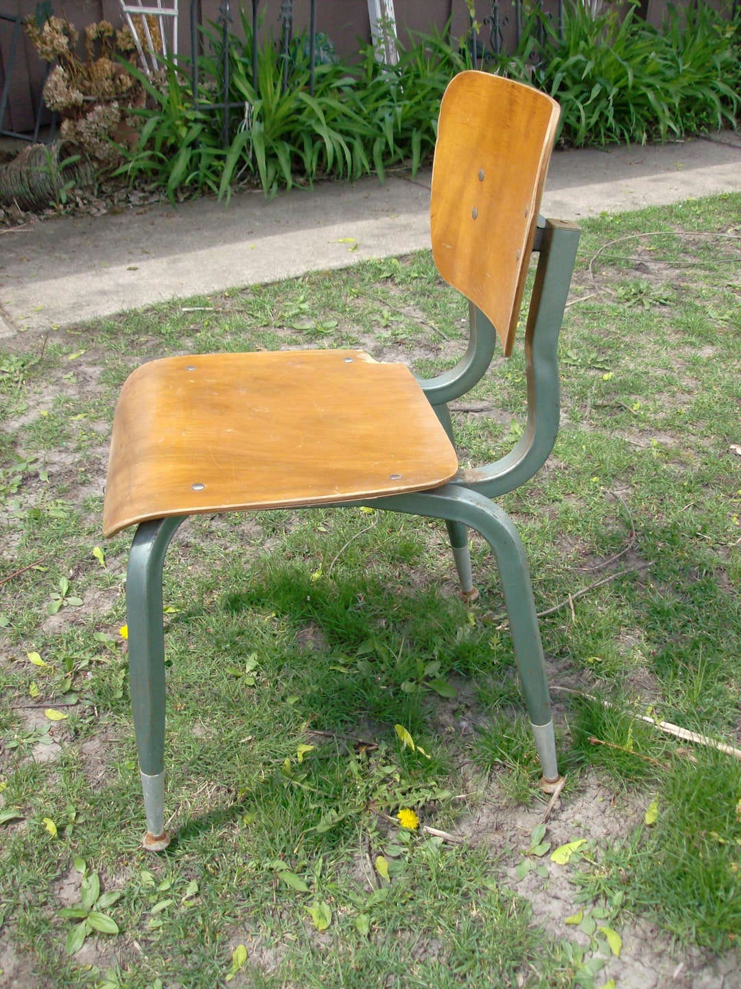 Retro Jr High Wooden School Chair Green Patina Formed Plywood - Etsy