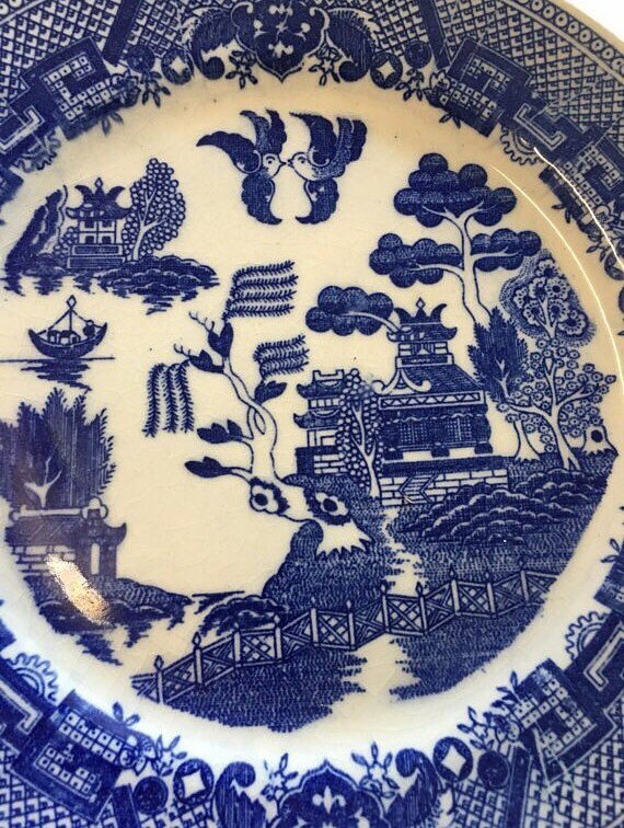 Cobalt Blue Chinoiserie Japanese Dinner Plate Willow Pattern | Etsy