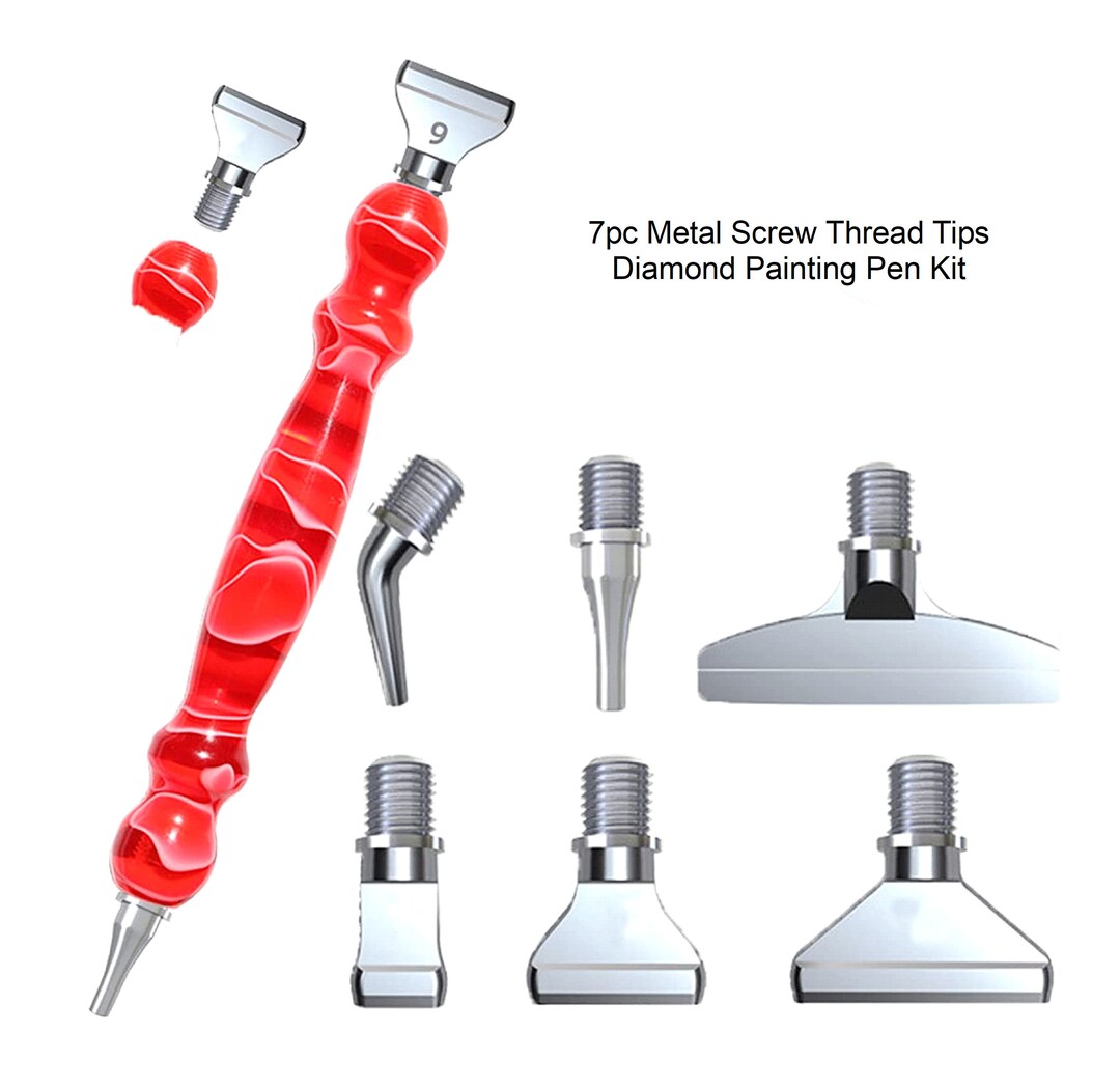 7 Pc Red Metal Screw Thread Tips Diamond Painting Pen Kit - Etsy