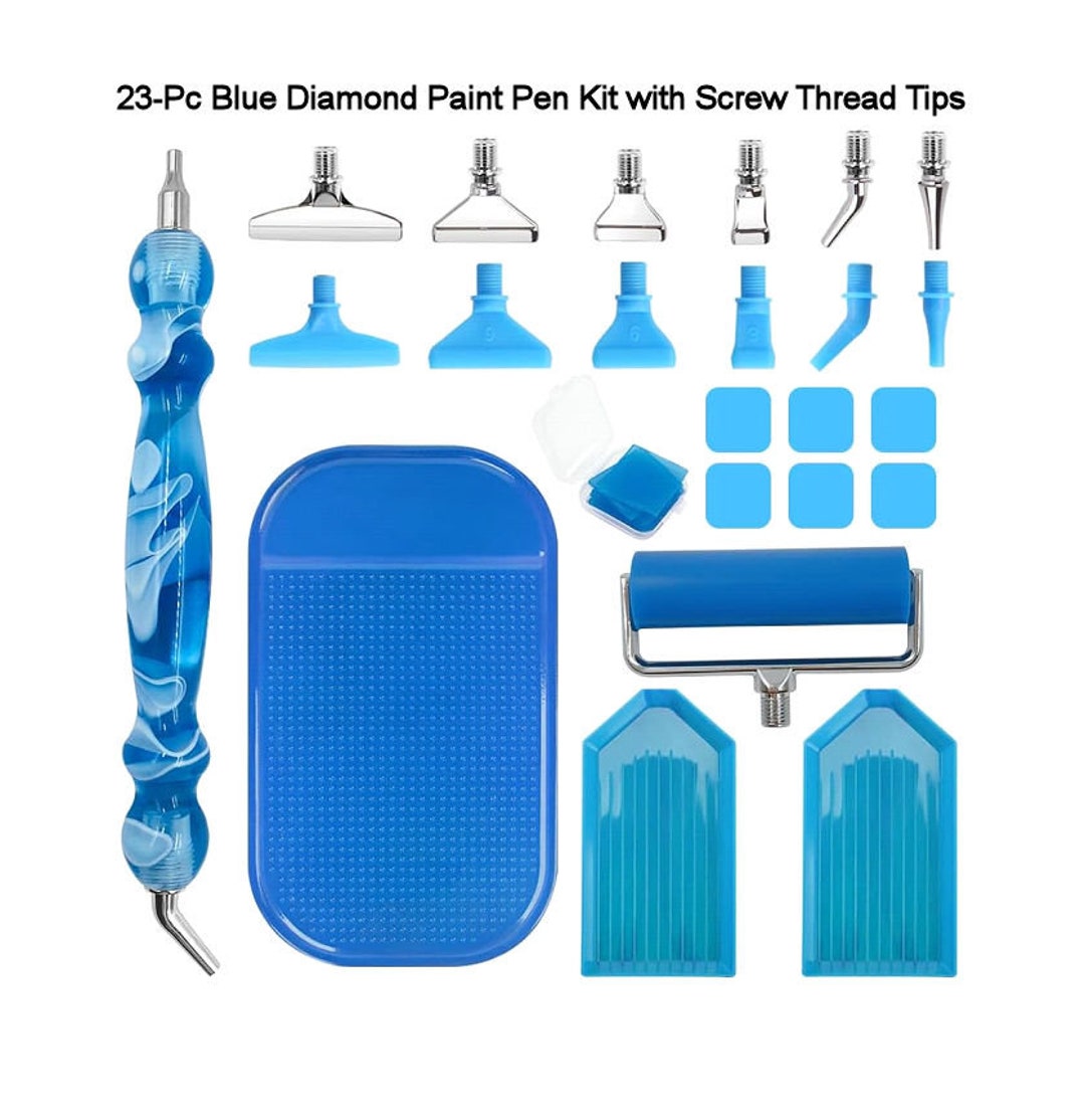 23 Pc Blue Diamond Paint Pen Kit With Screw Thread Tips - Etsy
