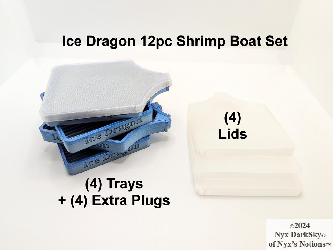 ICE DRAGON 12pc SHRIMP Boat Set W/plugs and Lids Diamond Painting Trays ...