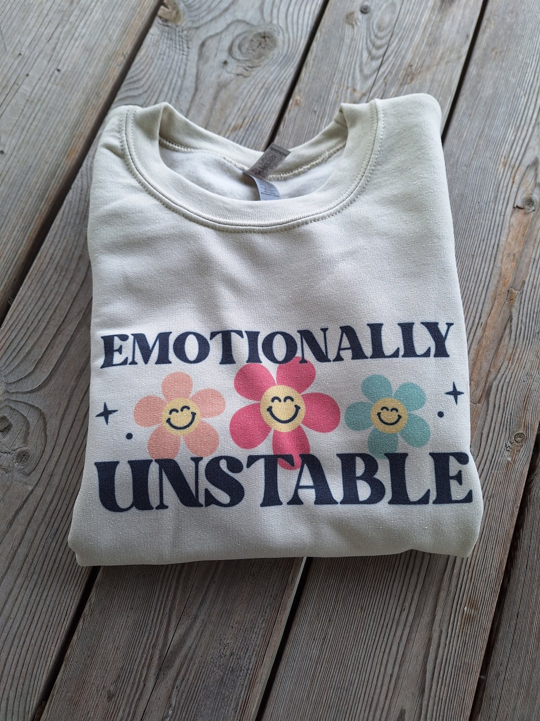 Adult "emotionally Unstable" Fleece Pullover | Mental Health | Retro ...