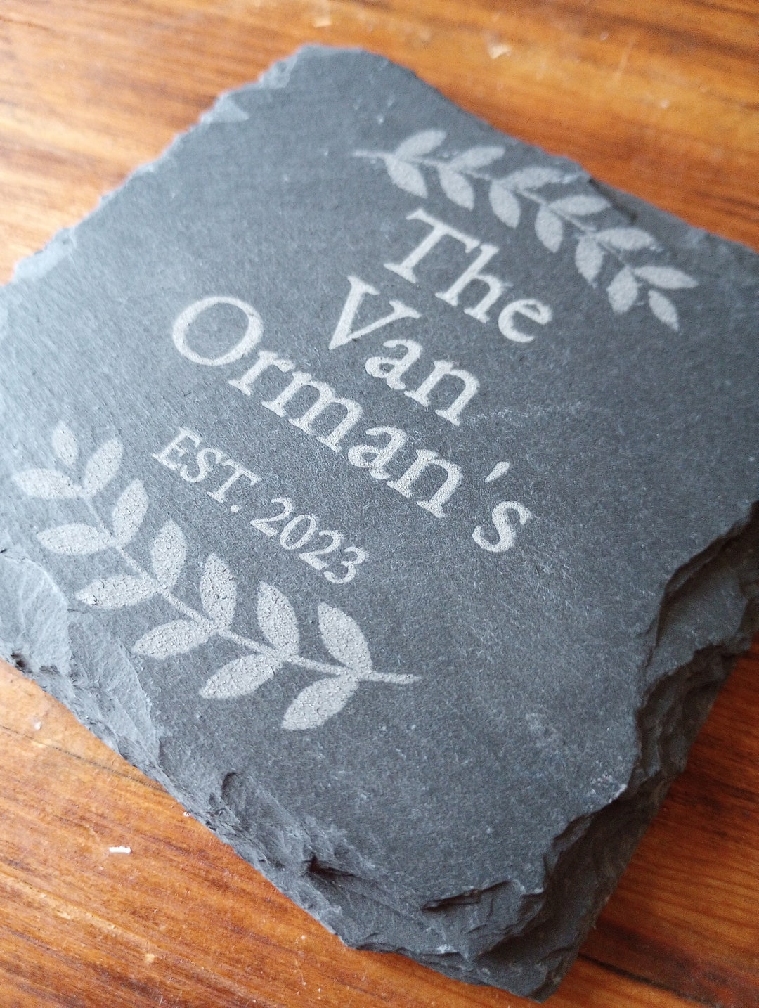 Custom Engraved Slate Stone Coasters | Wedding Favors | Couple Gifts ...