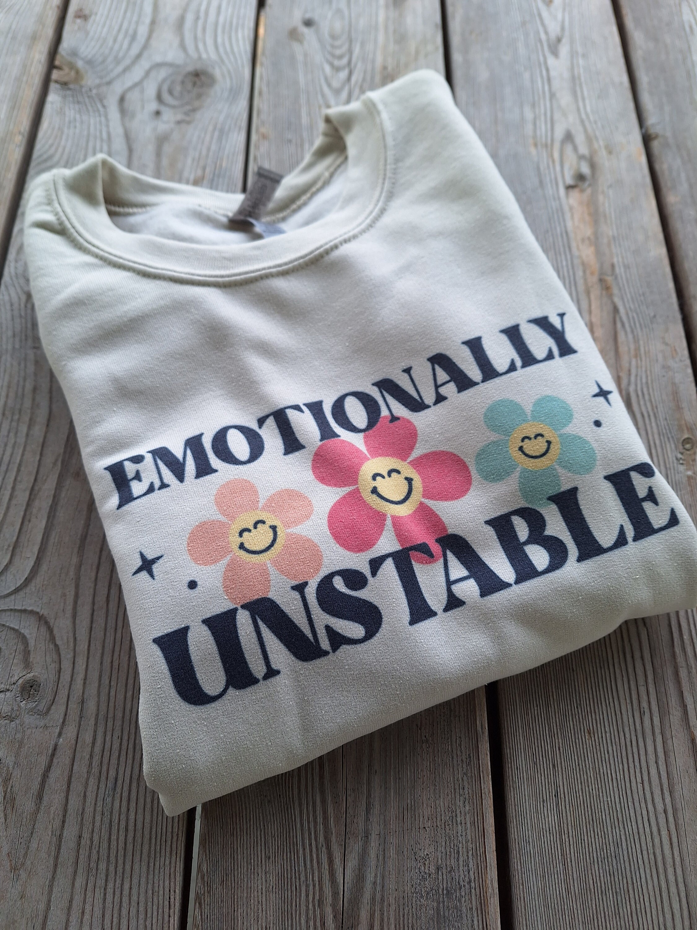 Adult "emotionally Unstable" Fleece Pullover | Mental Health | Retro ...