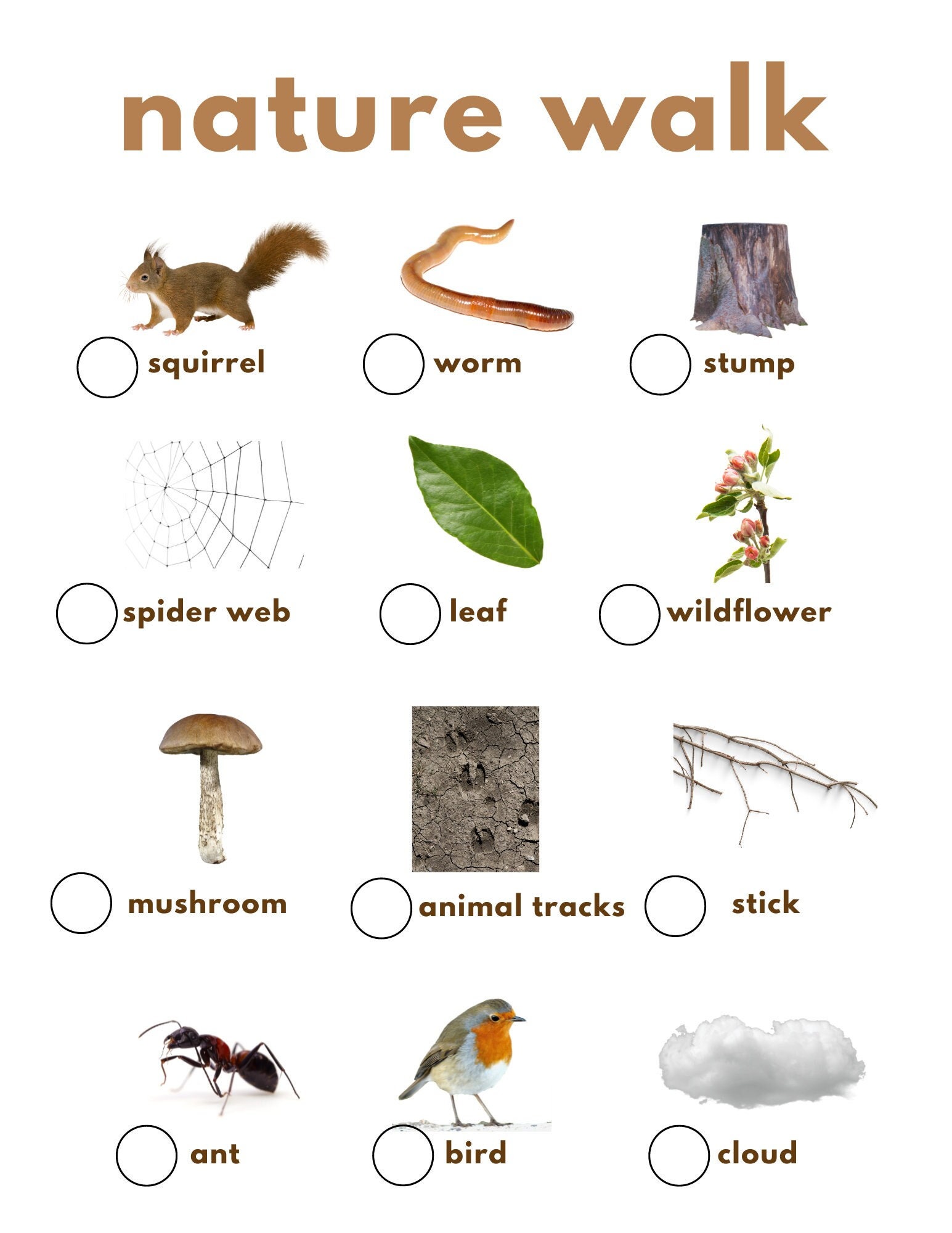 Nature Walk Treasure Hunt / Scavenger Hunt / Checklist for Toddlers ...