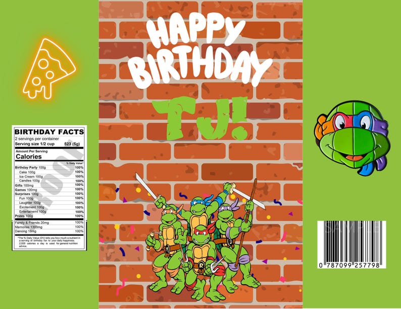 Ninja Turtle Chip Bag Design Download - Etsy
